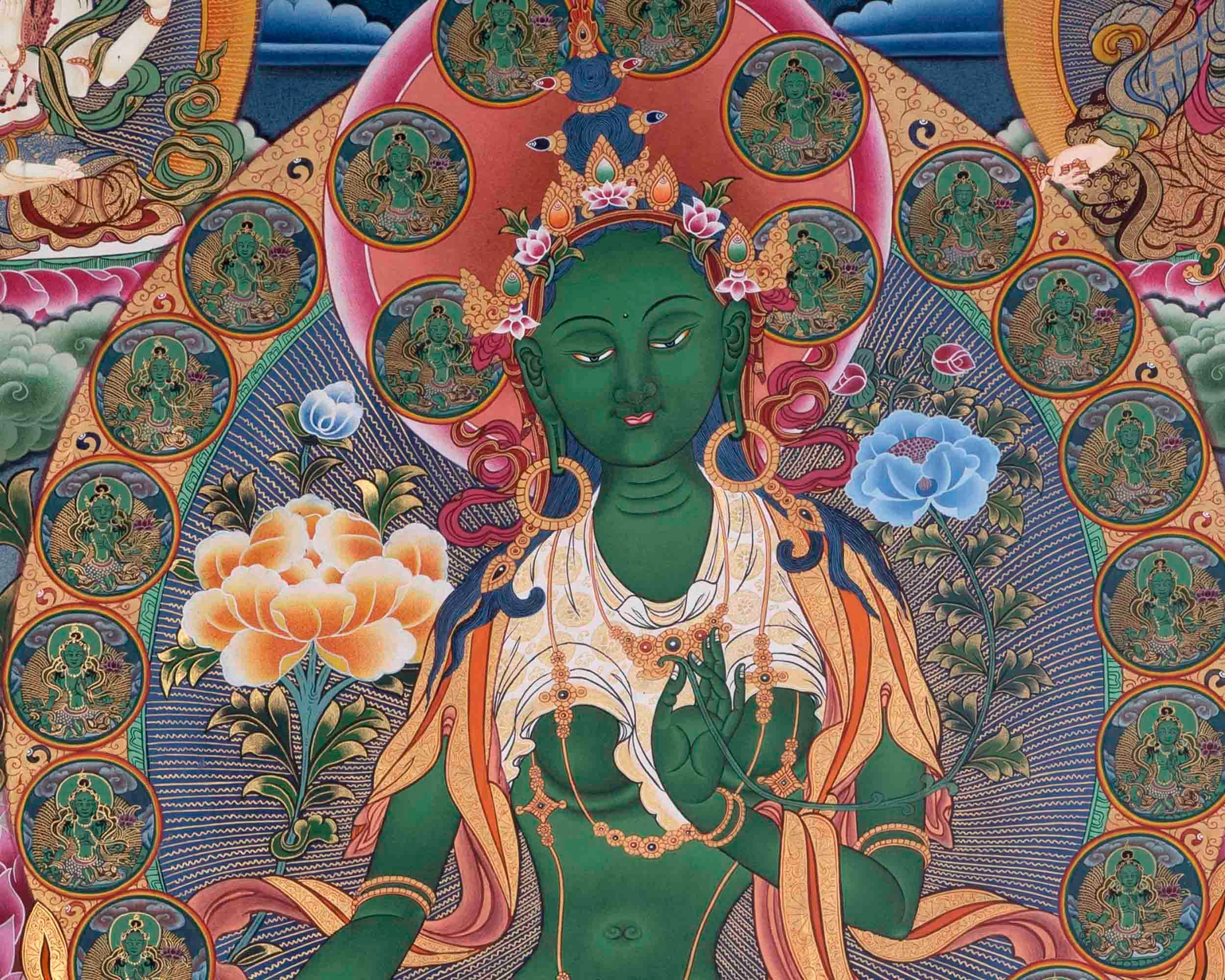 Big Size Vintage Green Tara Thangka Mounted With Old Hand - Etsy
