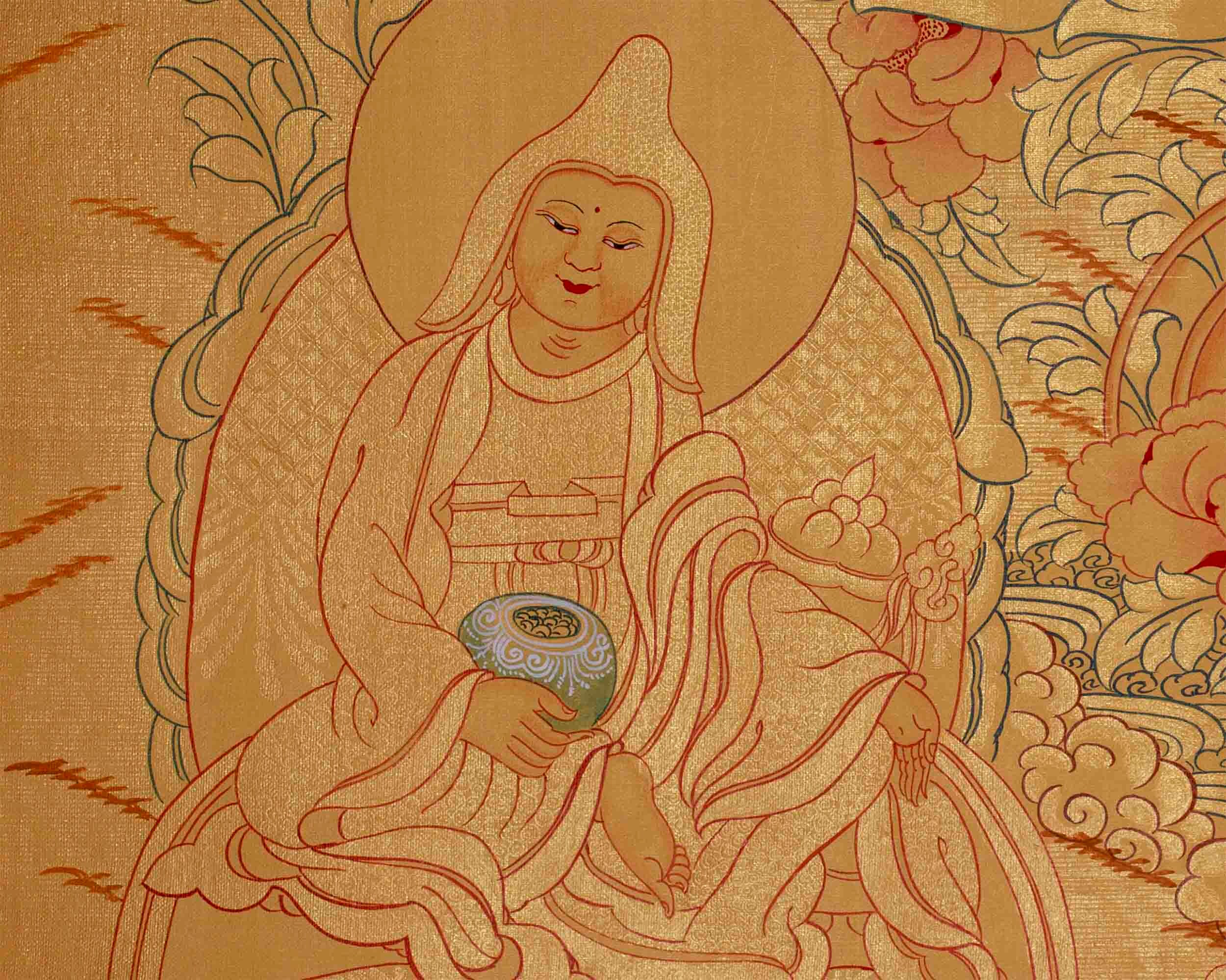 Full Gold Guru Rinpoche Thangka Painting Padmasambhava Thangka Lotus ...