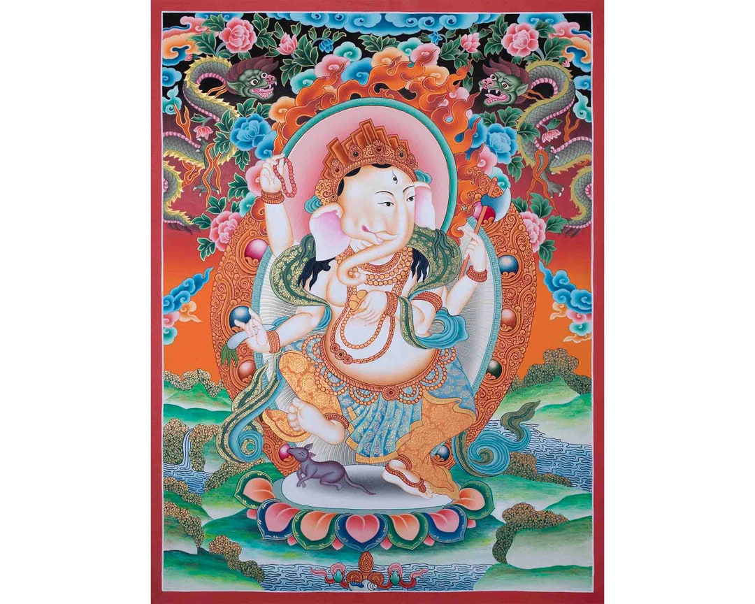 Original Hand Painted Ganesh Thangka | Traditional Newari Thangka Art ...