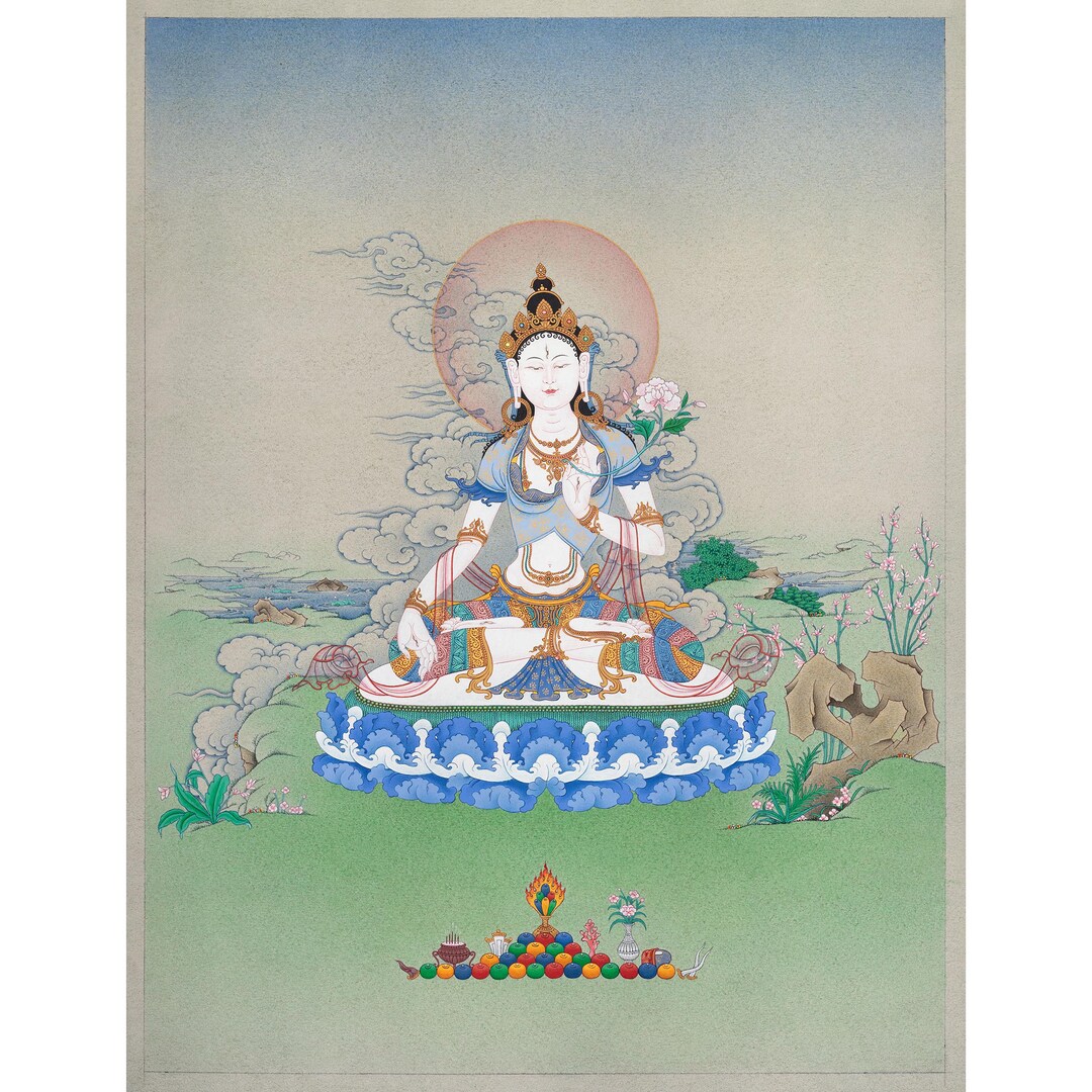 Goddess White Dolma Thangka Mother of All Buddhas Hand-painted With ...
