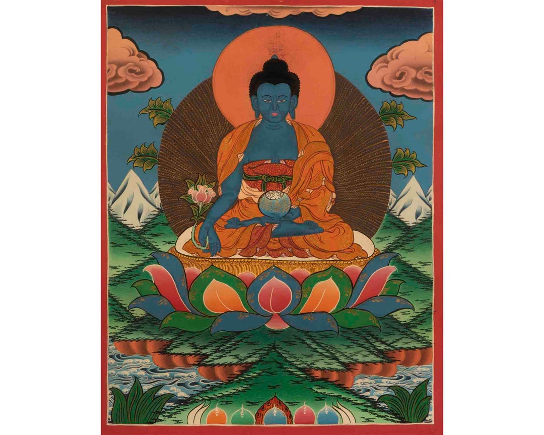 Original Hand-painted Medicine Buddha | Bhaisajyaguru Thangka | Tibetan ...