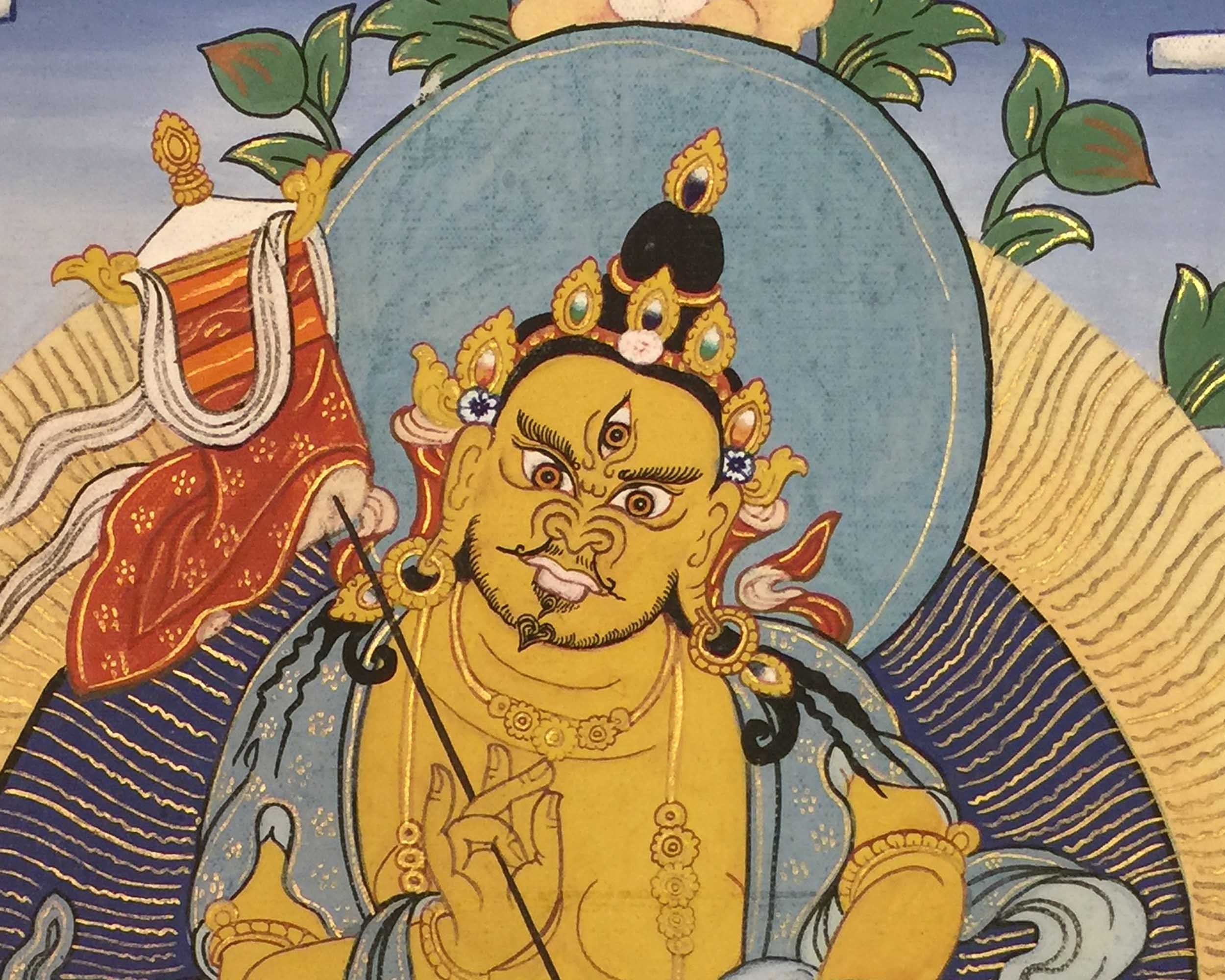 Vintage Guardian King Dharmapala Namtose Sittings on a Snow Lion ...