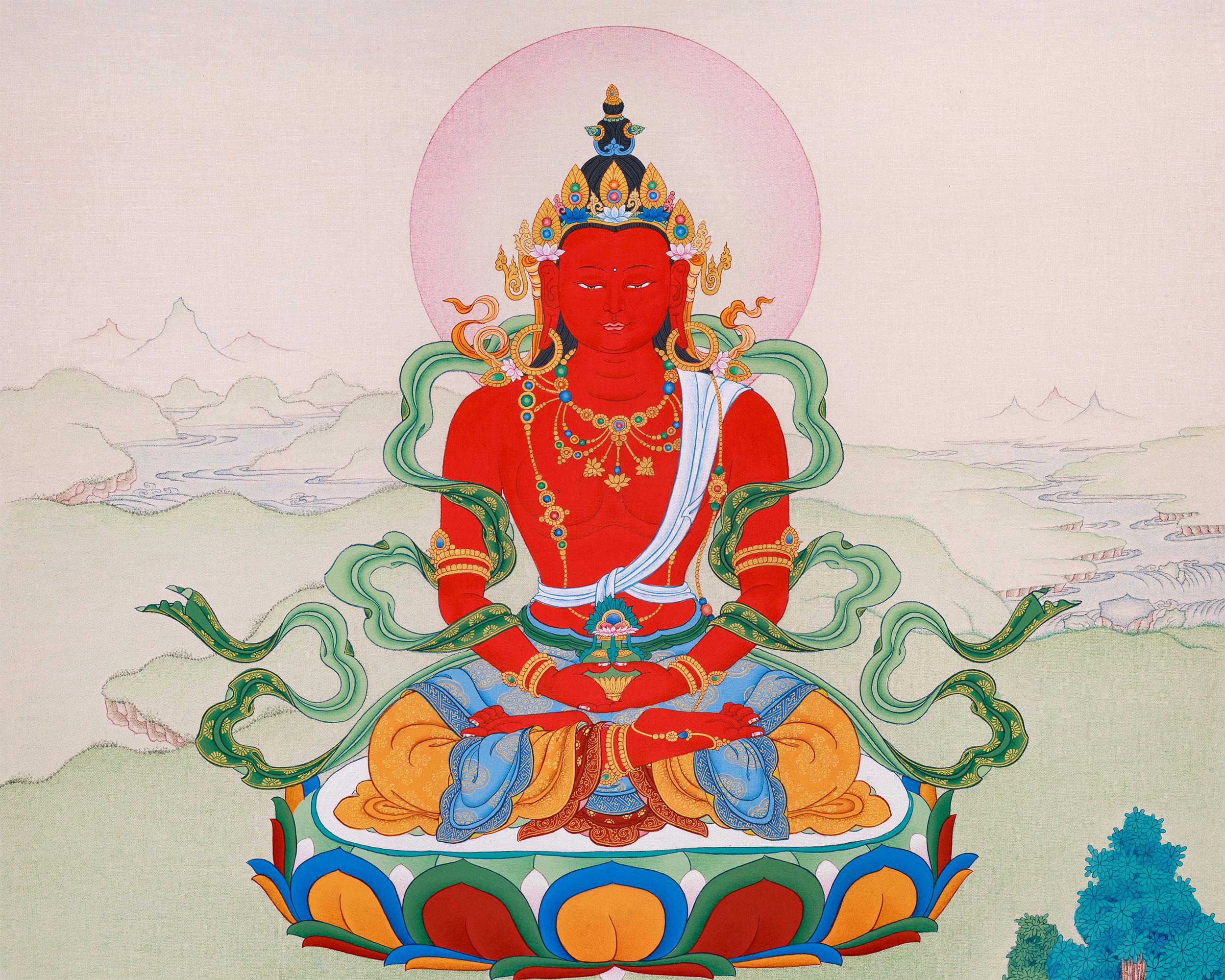 Authentic Hand-painted Amitayus Buddha Thangka | Symbol of Longevity ...