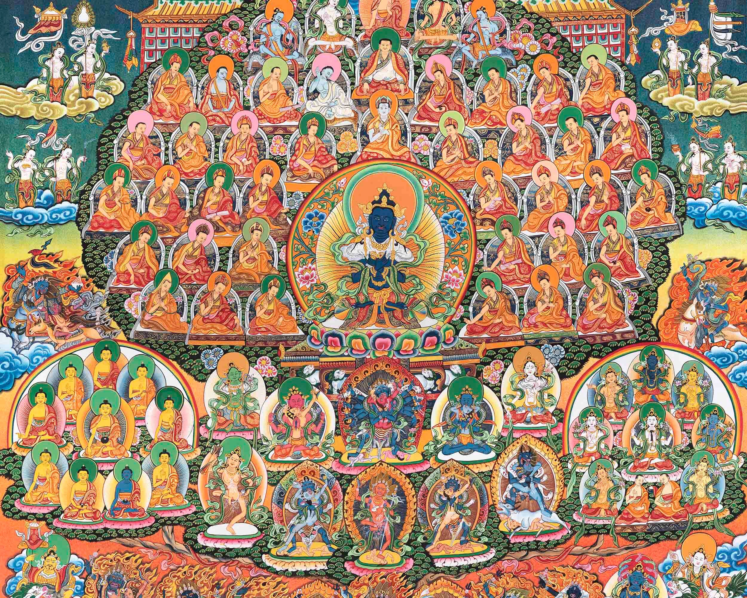 Vajradhara Lineage Thangka Art High Quality Original Hand Painted ...