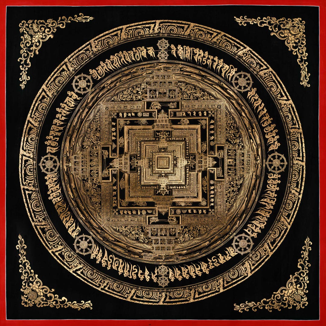 Kalachakra Mandala, Wheel of Time | 24K Gold on Black Tibetan Art ...