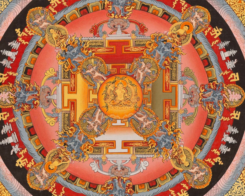 Manjushri Mandala Thangka Painting Boddhisattva of Wisdom & Compassion ...