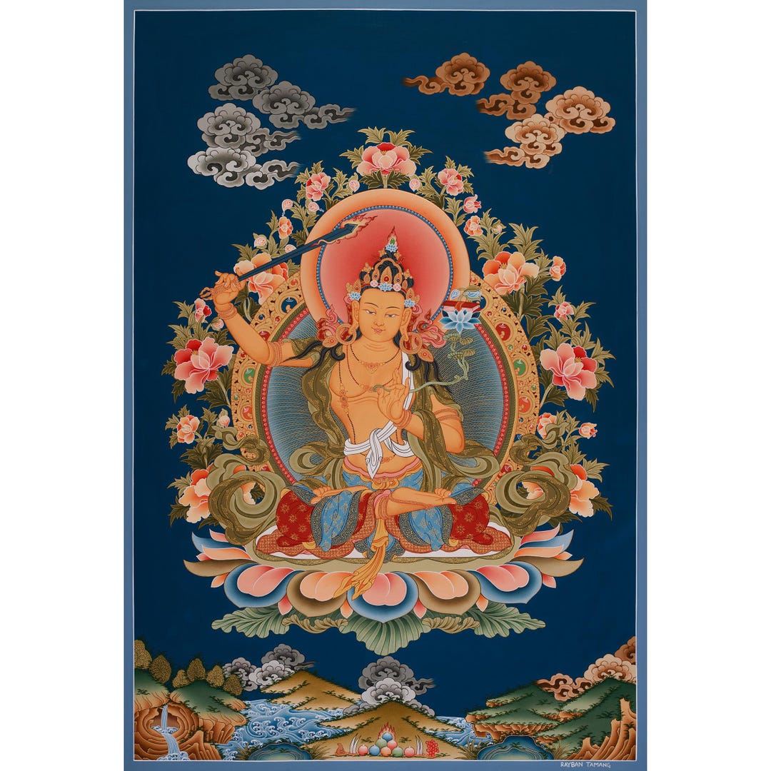 Jetsun Jampalyang (bodhisattva Manjushree) Thangka | Large Buddhist ...