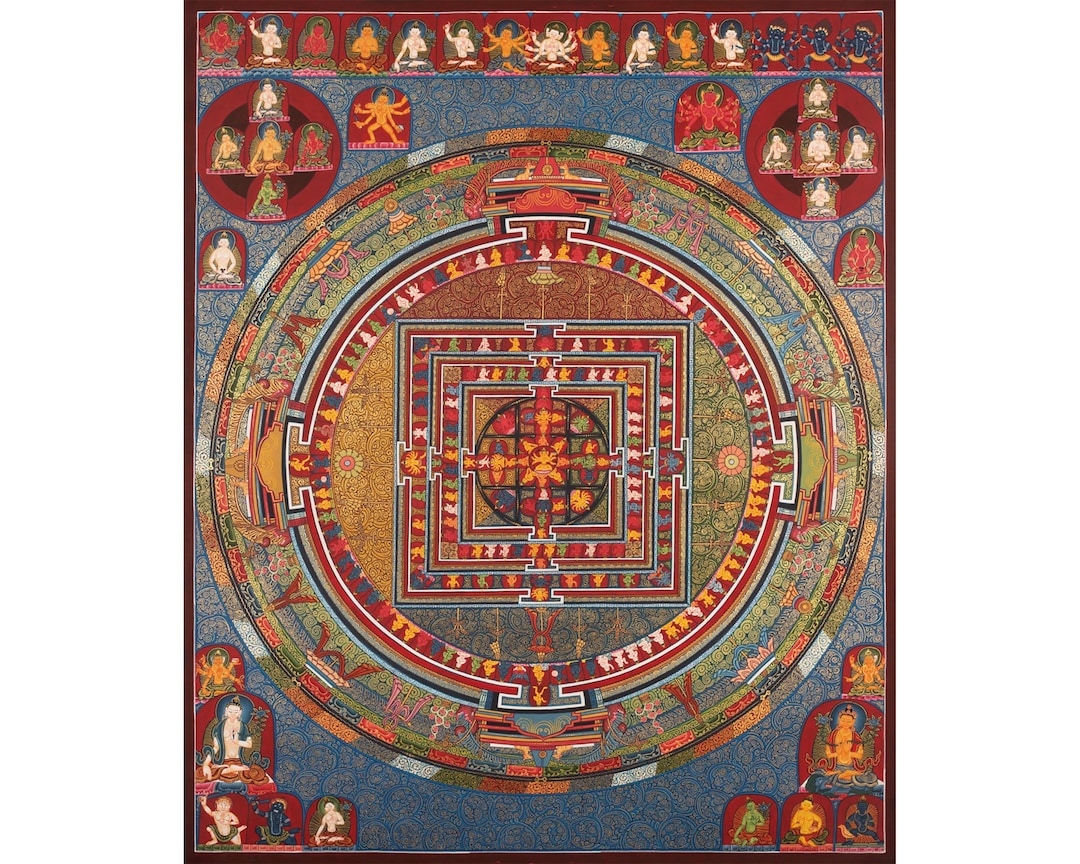 Manjushri Mandala Dharmadhatu Art Beautiful Coral Red Color Background ...