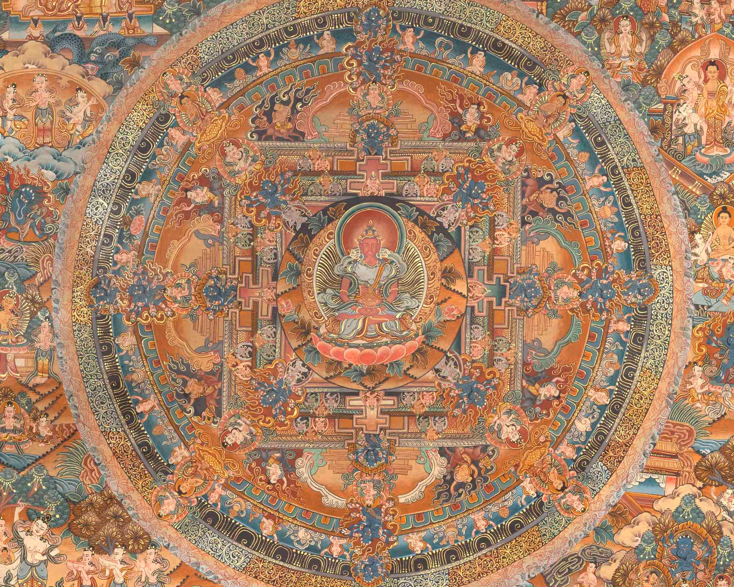 Amitayus Buddha Mandala Thangka | Original Hand Painted Tibetan Canvas ...