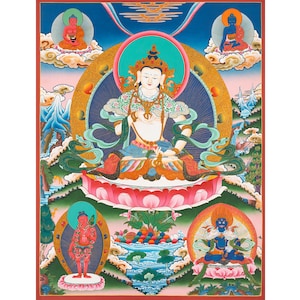 Vajrasattva Dorje Sempa Flanked by Other Bodhisattvas | Original Hand ...