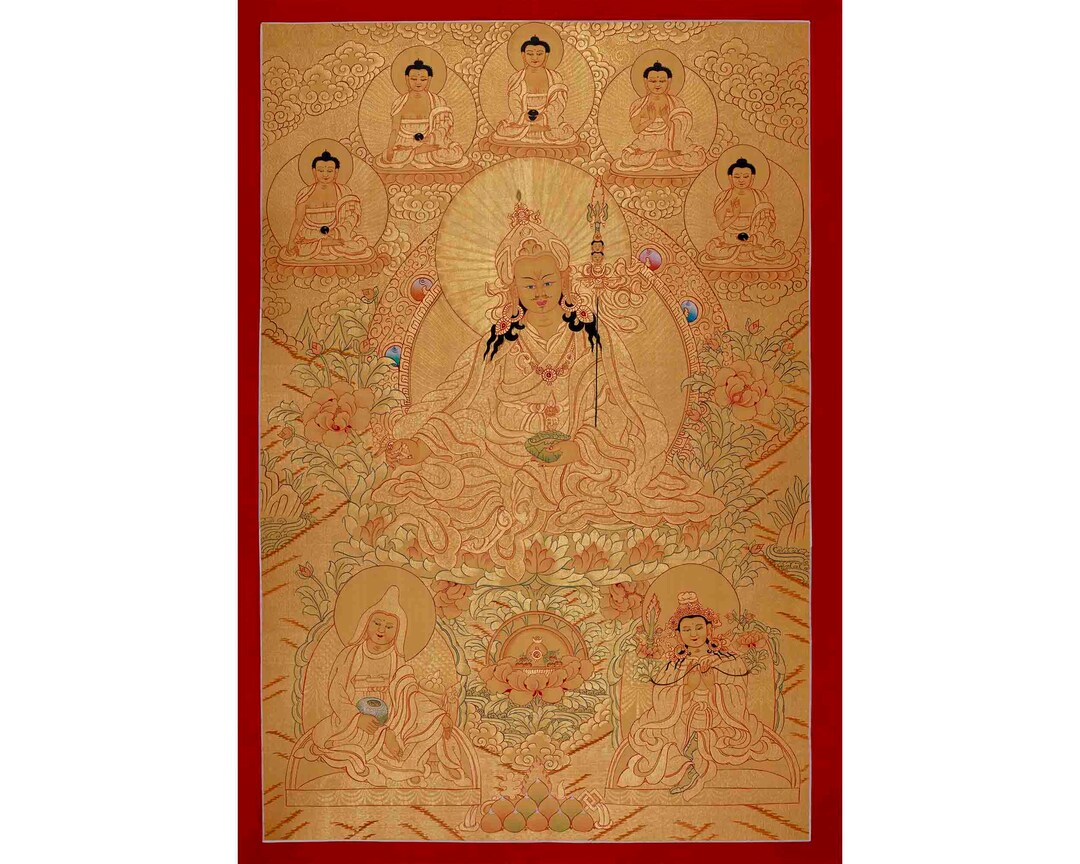 Full Gold Guru Rinpoche Thangka Painting | Padmasambhava Thangka ...