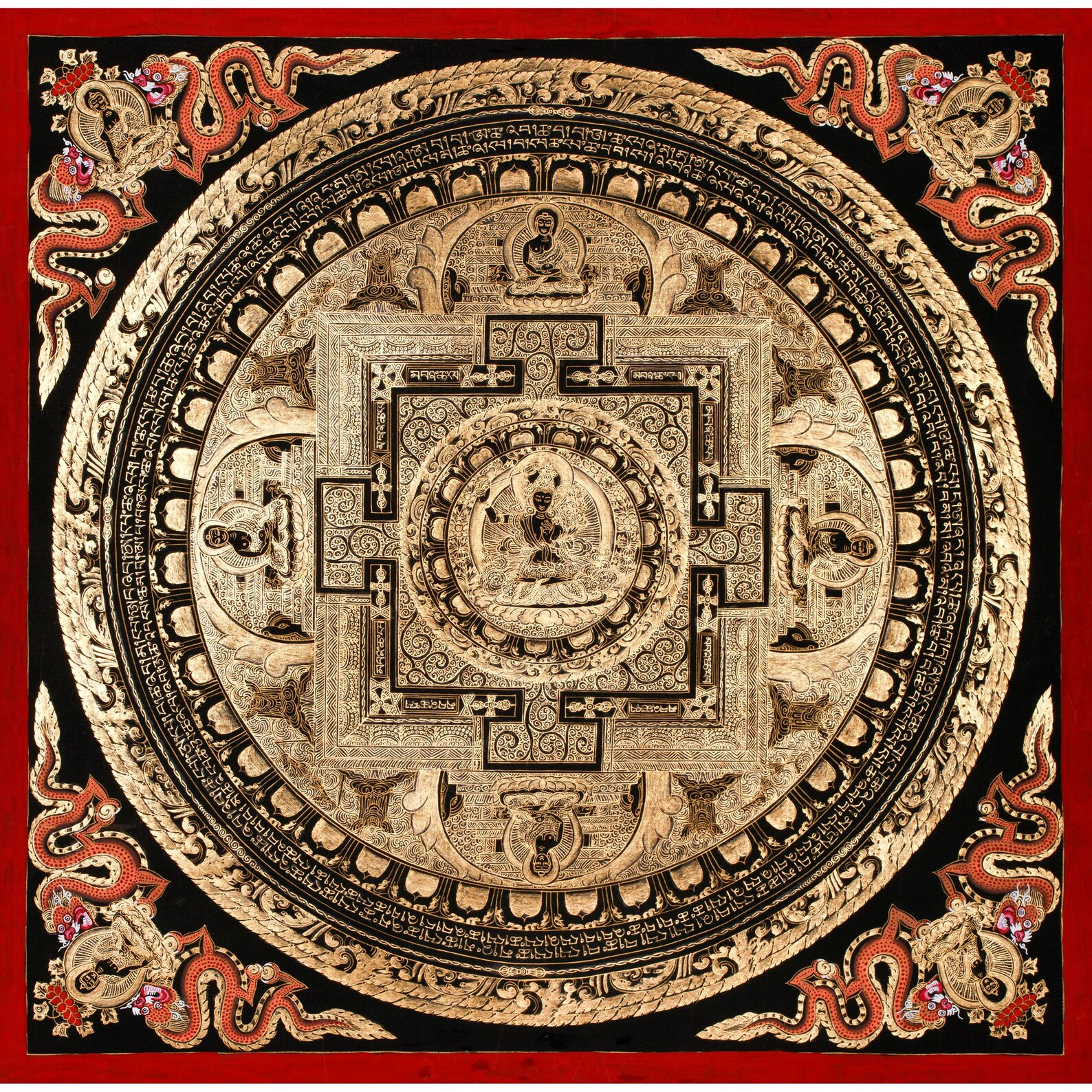 Manjushri Mandala Thangka | 24K Gold Hand-painted Wisdom Deity ...