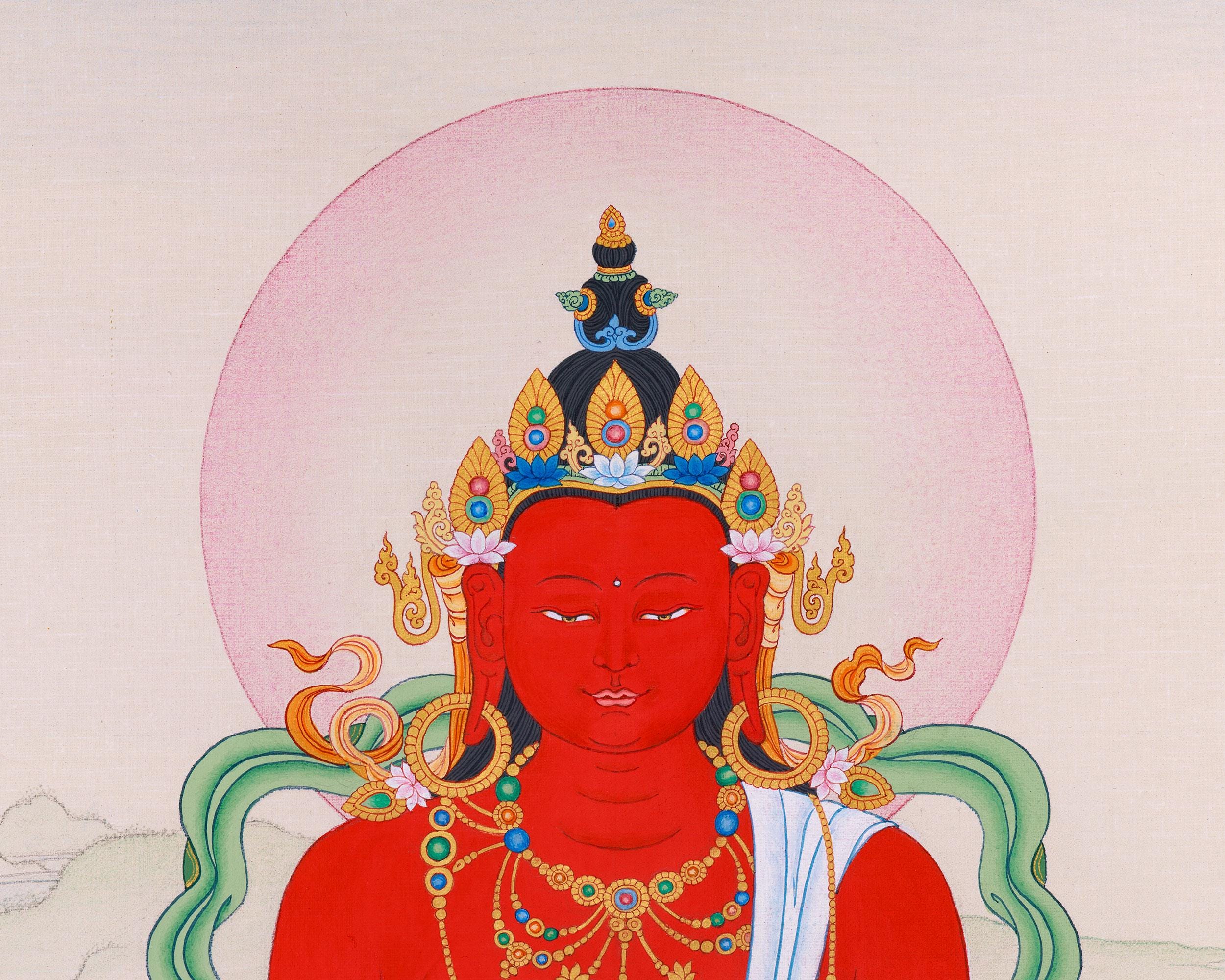 Authentic Hand-painted Amitayus Buddha Thangka | Symbol of Longevity ...