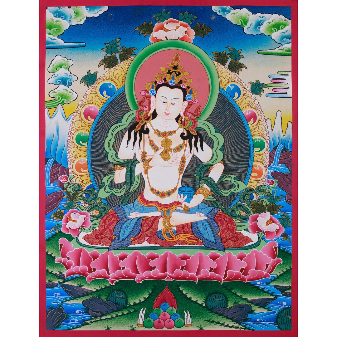 Traditional Vajrasattva Thangka | Dorje Sempa Thangka | Hand-painted ...