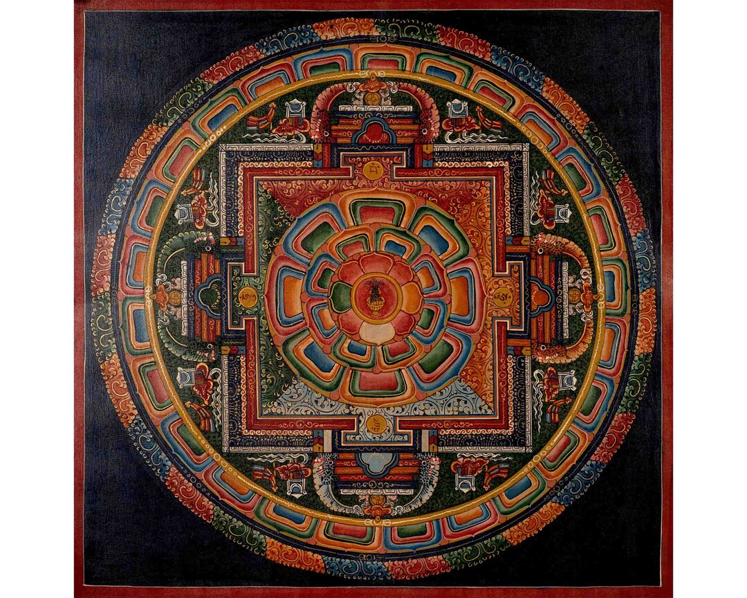 Original Hand-painted Vintage Kalash Mandala Artwork | Thangka Painting ...