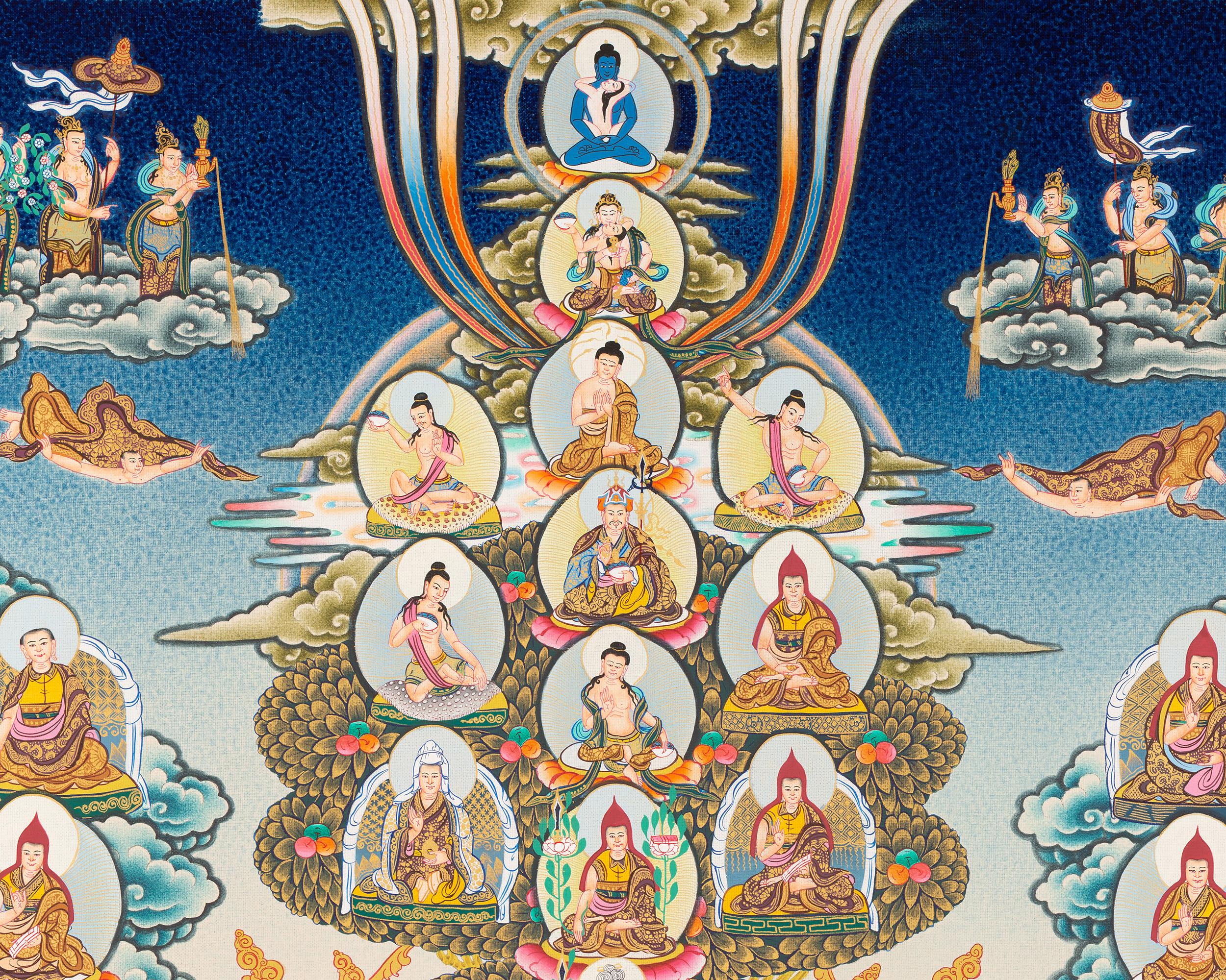 Guru Rinpoche Refugee Tree Thangka | Handmade Padmasambhava Lineage ...
