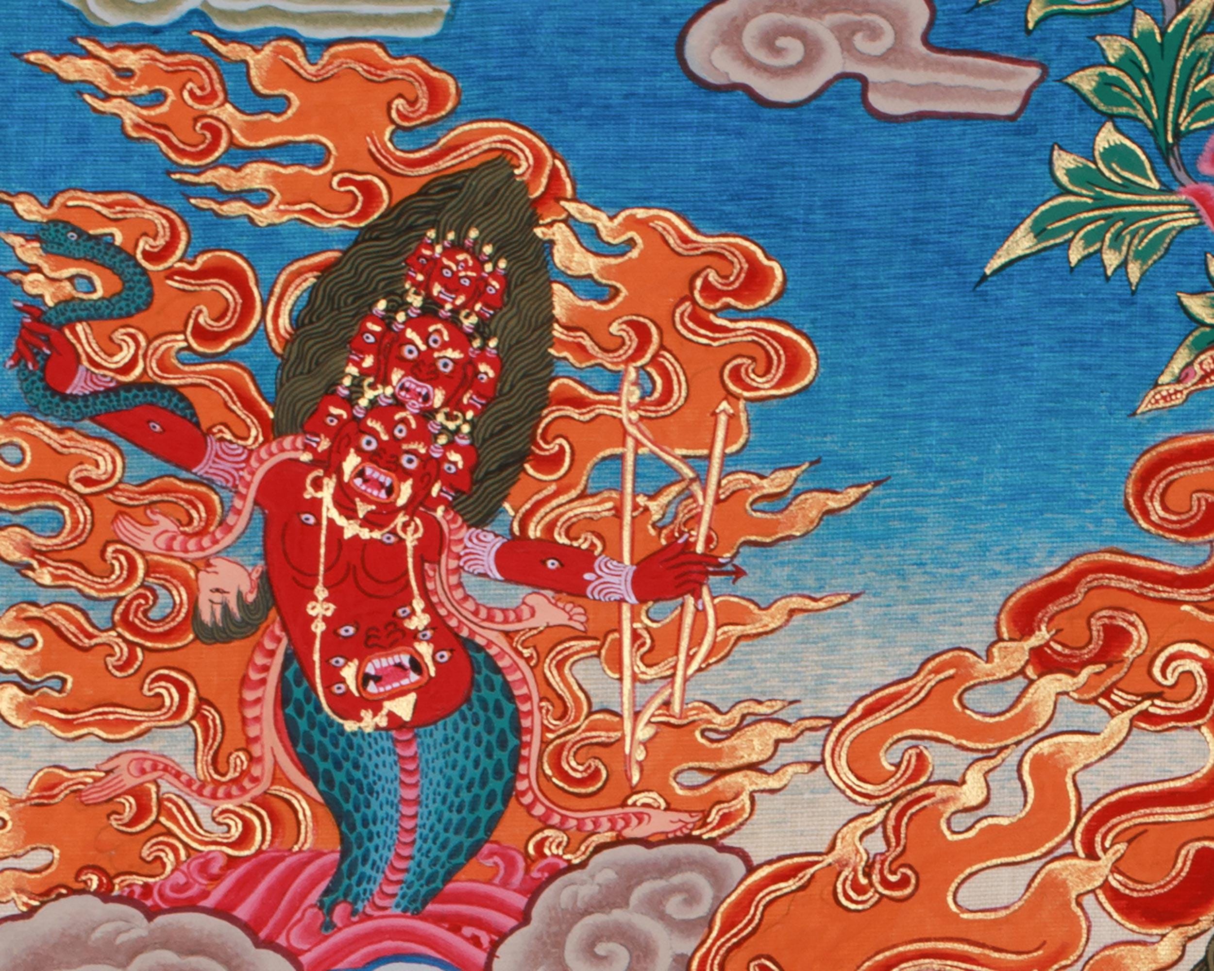Thangka of 4-armed Mahakala | Fierce Guardian Art | Tibetan Buddhist ...