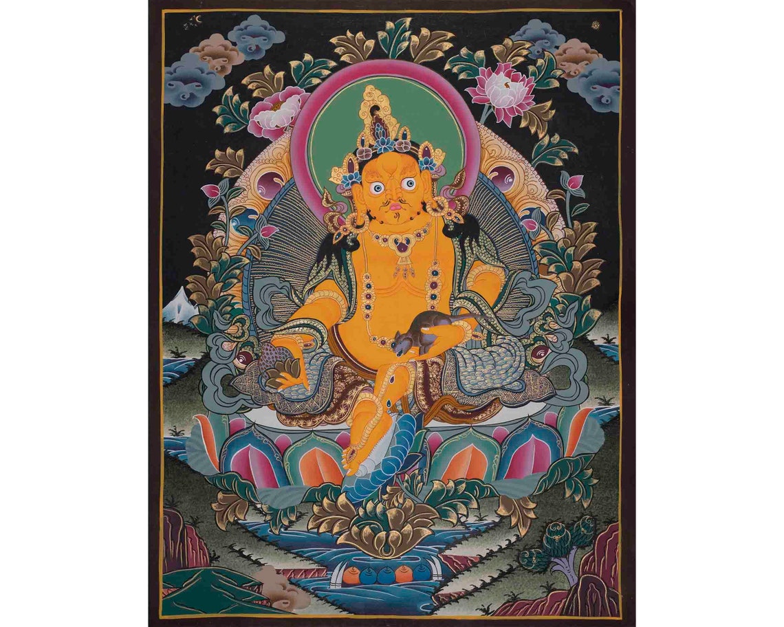 Dzambala Thangka Painting Kubera Thangka Divine Wealth and Prosperity ...