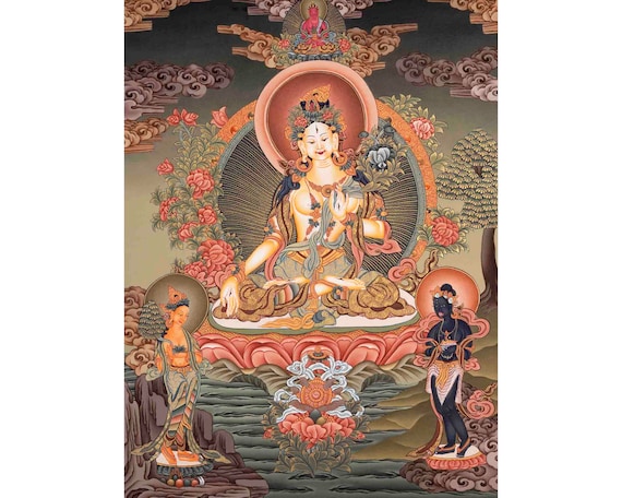 White Tara Thangka Painting With Red on Top Original - Etsy