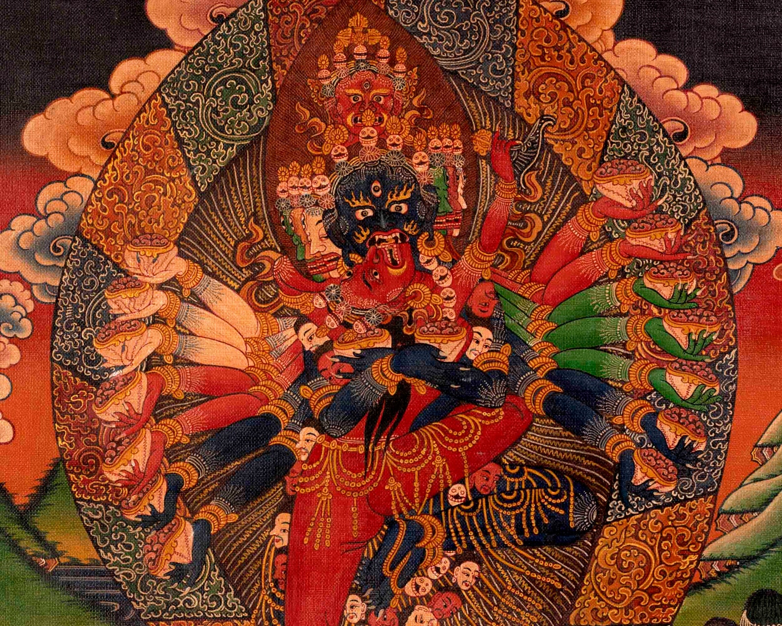 He-vajra Thangka | Yidam Enlightened Being With Consort Nairātmyā ...