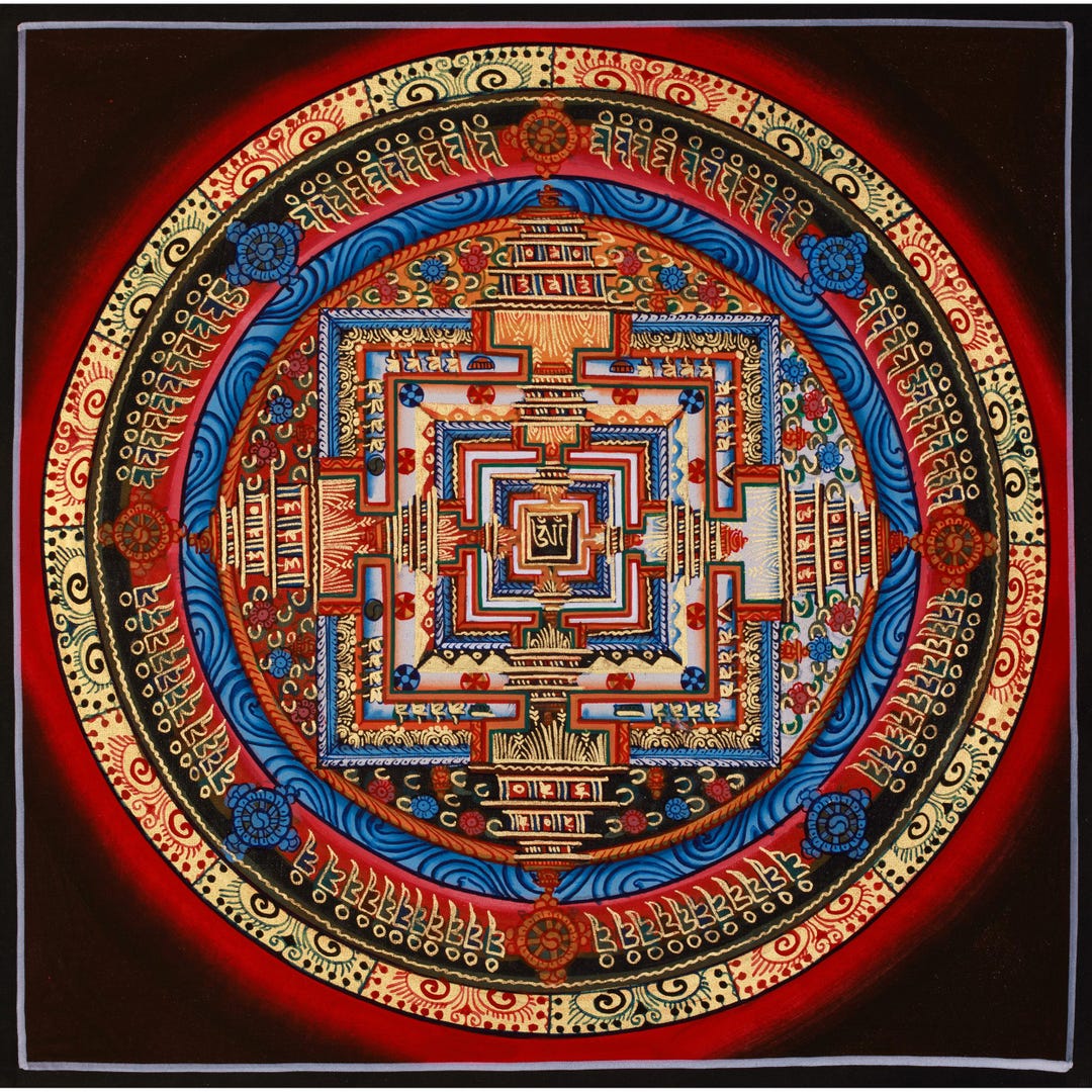 Small Kalachakra Mandala Thangka | Tibetan Buddhist Wheel of Time | 24K ...