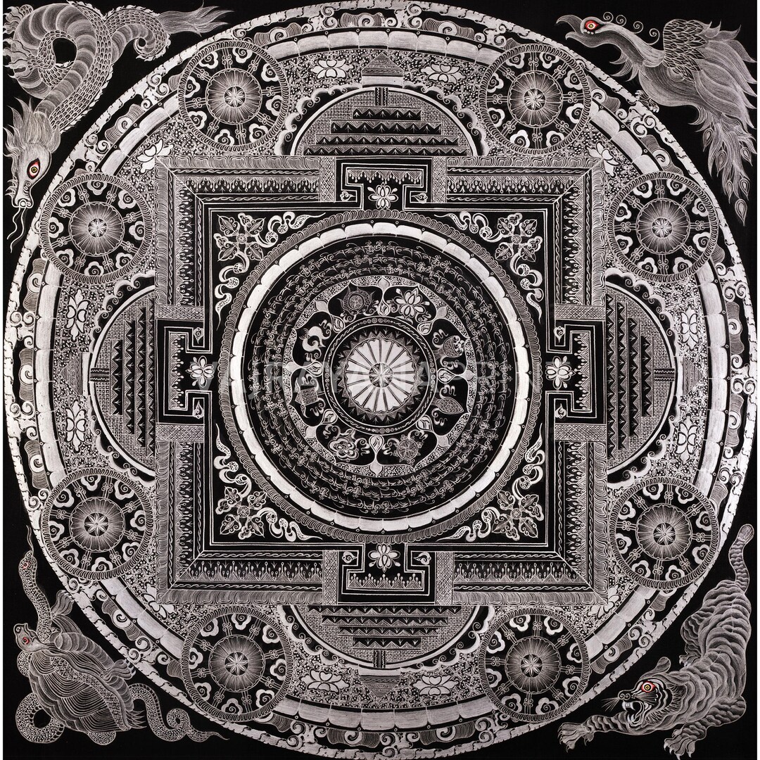 Tibetan Eight Auspicious Symbols Mandala Giclée Print | Sacred Mantra ...