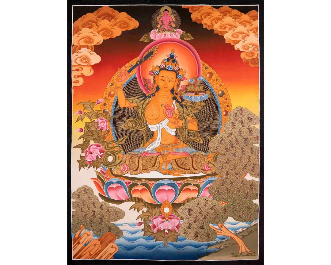 Manjushree Thangka Painting | Original Hand-painted Bodhisattva of ...