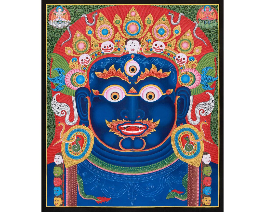 Hand-painted Lord Bhairav Thangka | Symbol of Power and Protection ...
