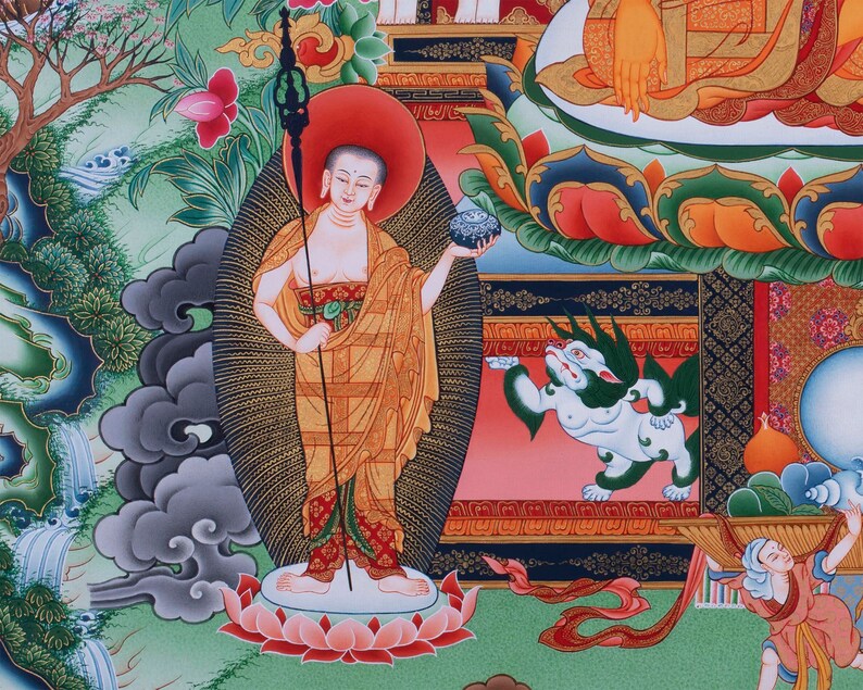 Original Thangka of Shakyamuni Buddha Flanked by Shariputra & - Etsy