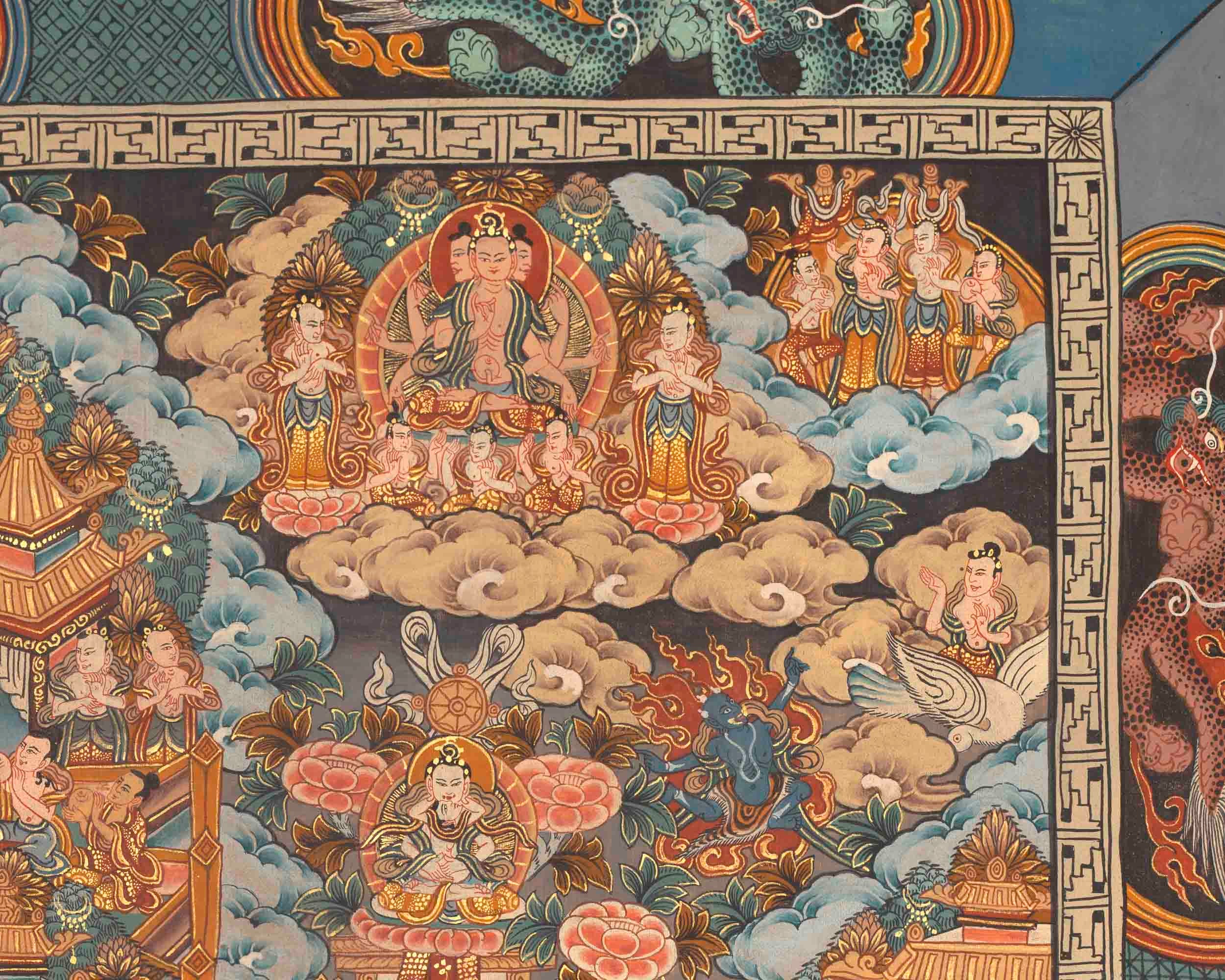 Amitayus Buddha Mandala Thangka | Original Hand Painted Red Buddha ...