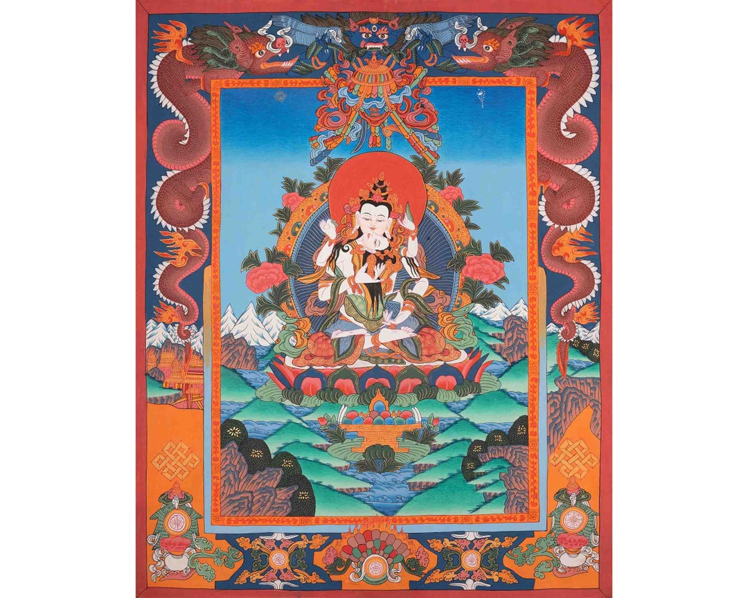 Dragon Border Vajrasattva Shakti Thangka Tibetan Dorje Sempa Yab Yum ...