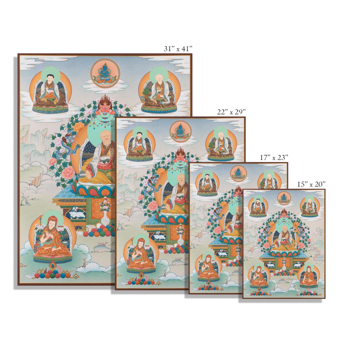 Buddhist Sakya Masters Thangka Print | Tibetan Buddhist Art of Founding ...