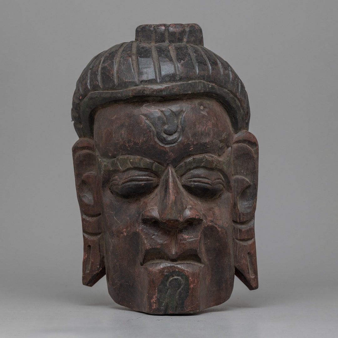 Antique Tibetan Wooden Face Mask | Buddha Wooden Mask | Handcrafted ...