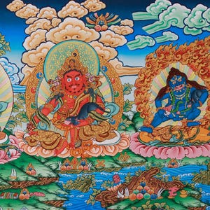 Buddhist 5 Dzambhala Thangka | Guardians of Fortune & Wealth | Tibetan ...