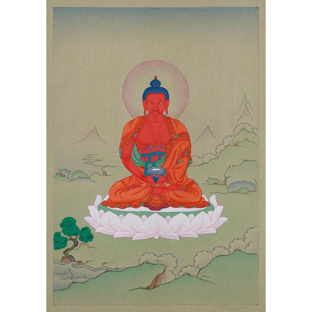 Original Hand-painted Traditional Amida Buddha Thangka | 24K Gold ...