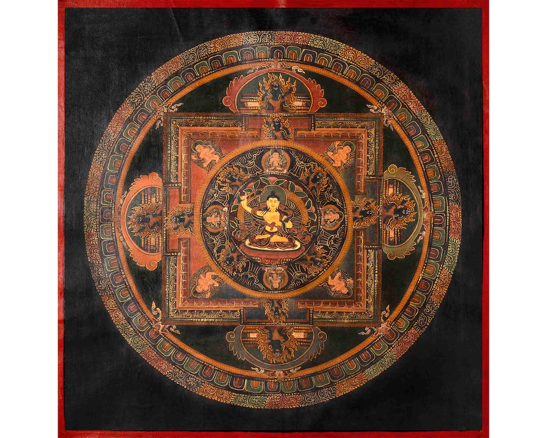 Vintage Manjushree Mandala Thangka Painting | Boddhisattva of Wisdom ...