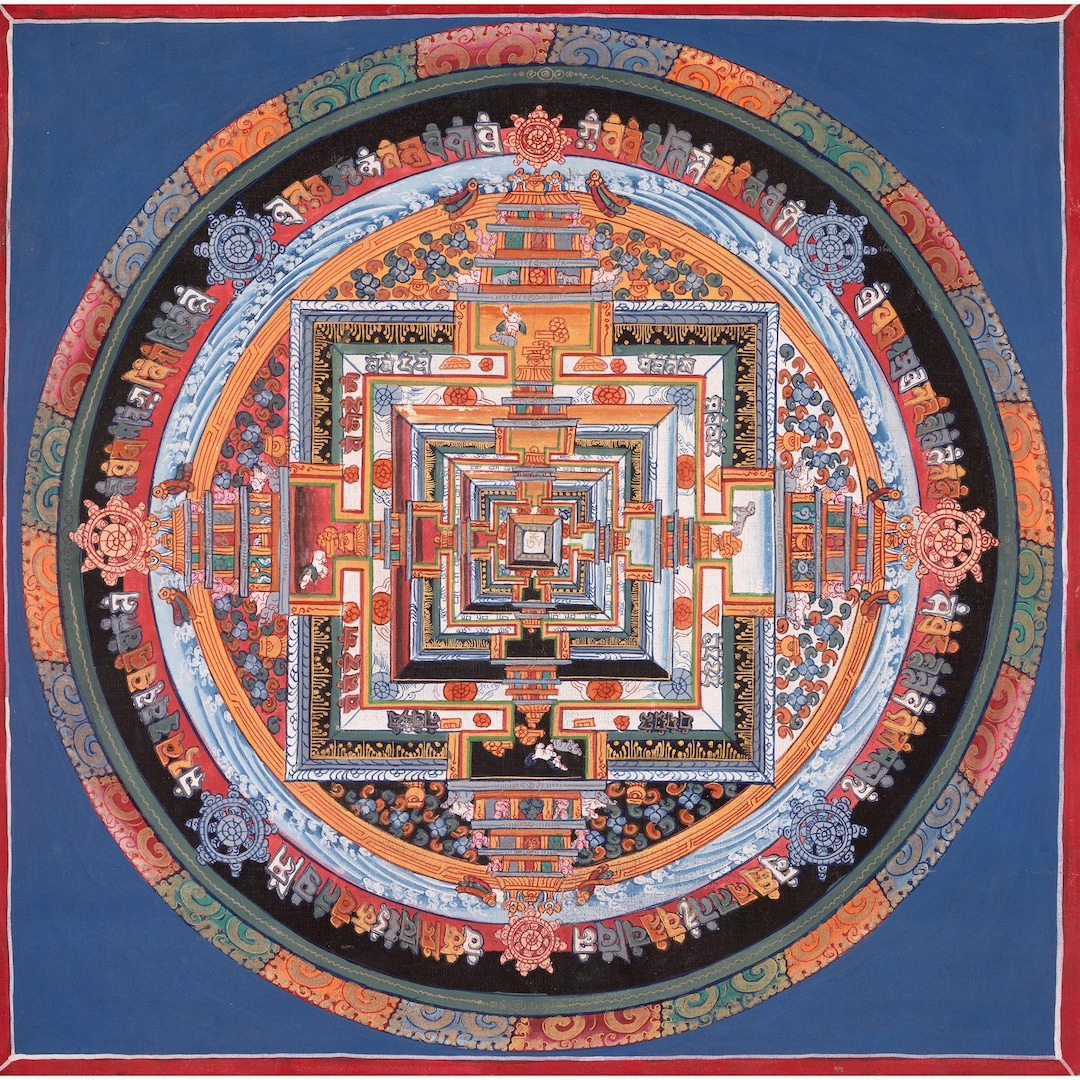 Vintage Kalachakra Mandala Thangka | Wheel of Time | Tibetan Buddhist ...