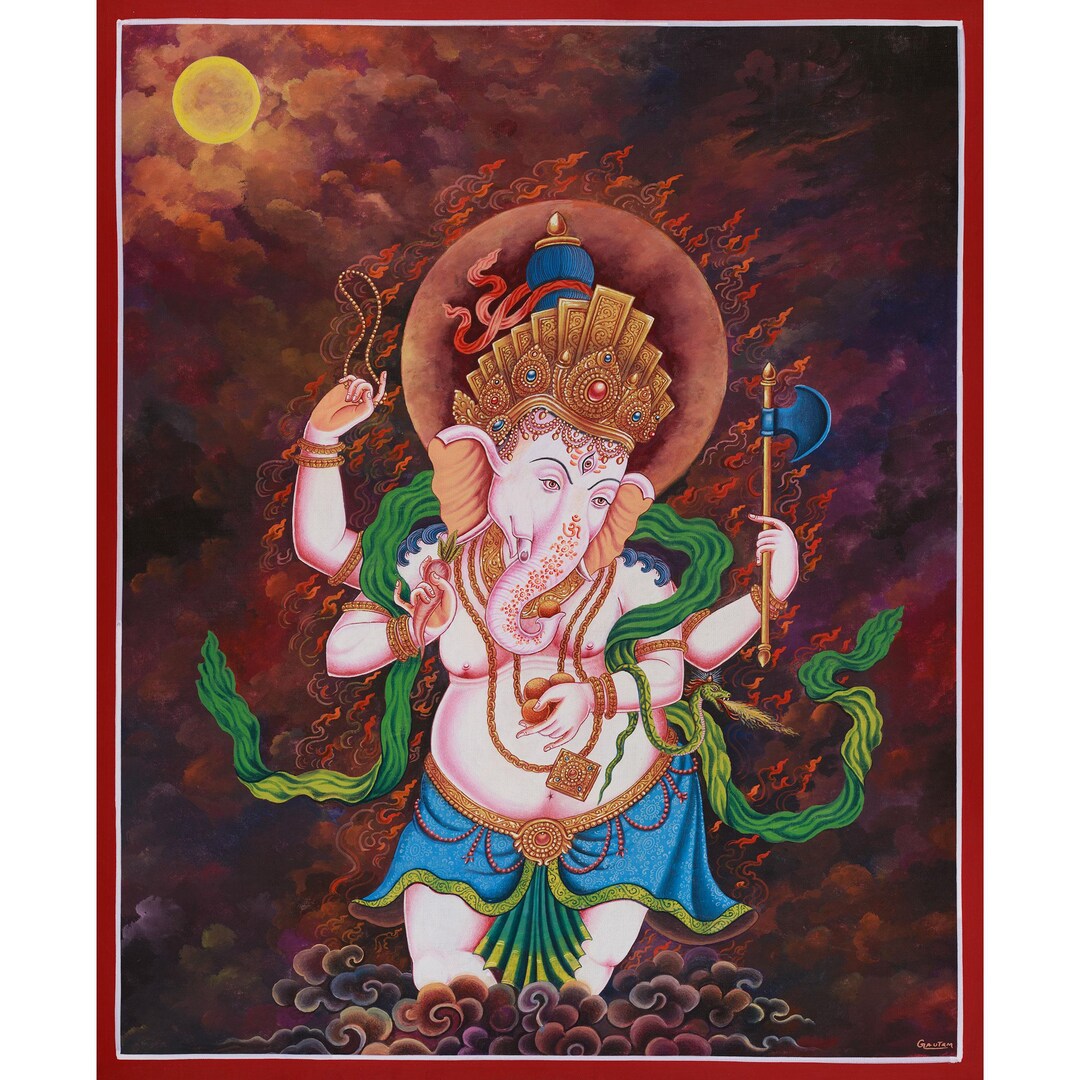 Ganapati Bappa Thangka High-quality Traditional Hindu Art Ganesha ...