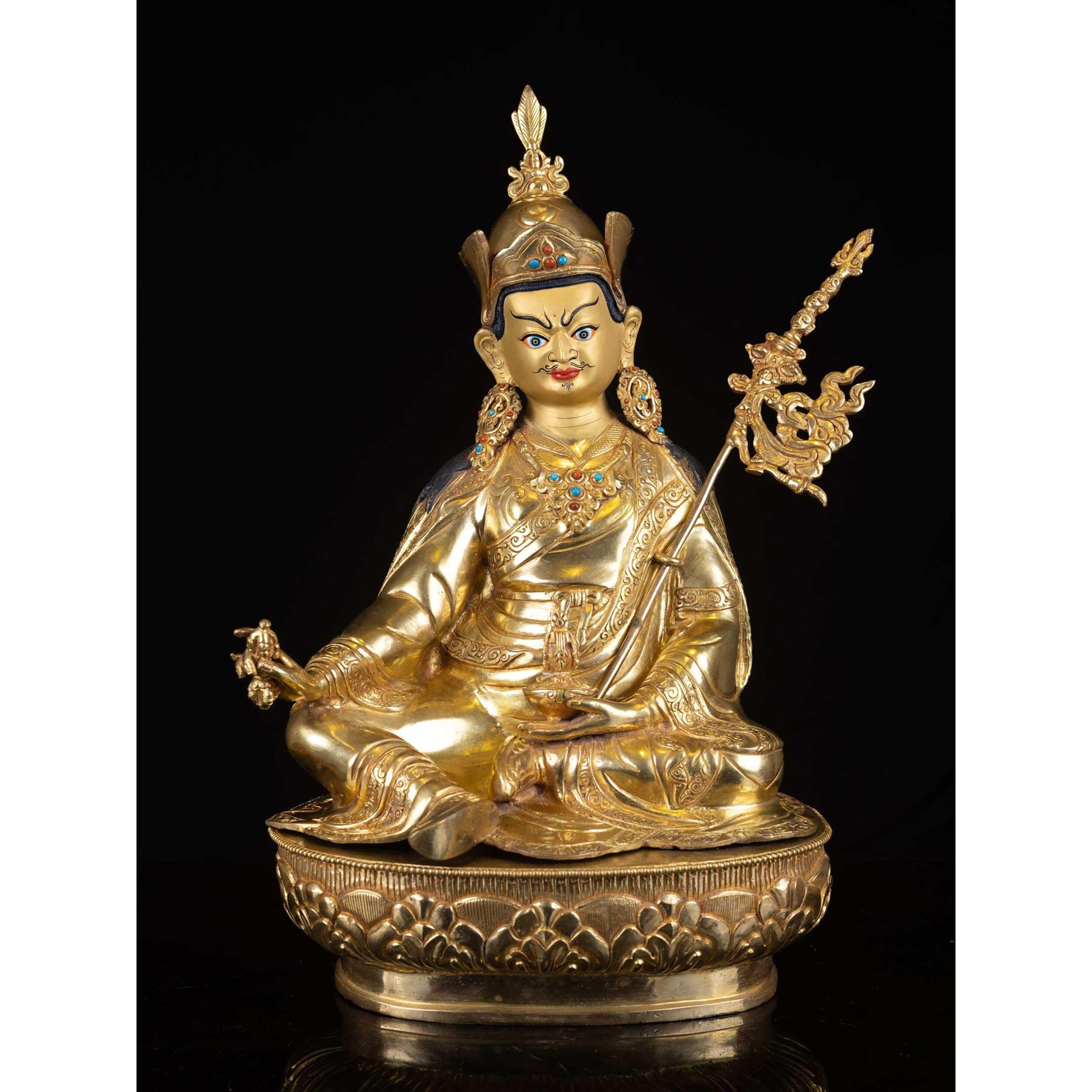Vajrayana Master Guru Rinpoche Sculpture | Fire-gold Plated ...