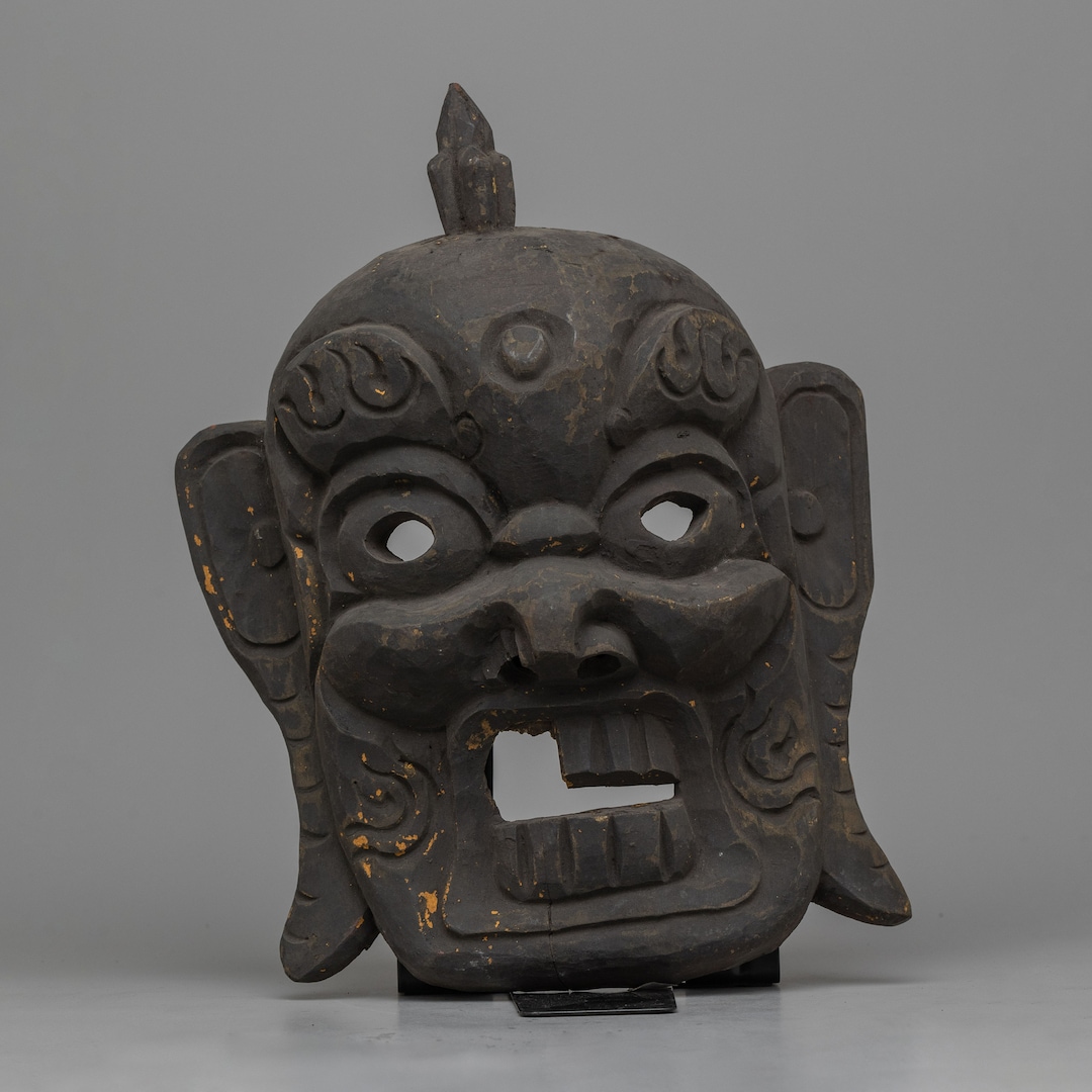 Vintage Black Mask of Wooden Craft | Spiritual Table Decor | Decorative ...