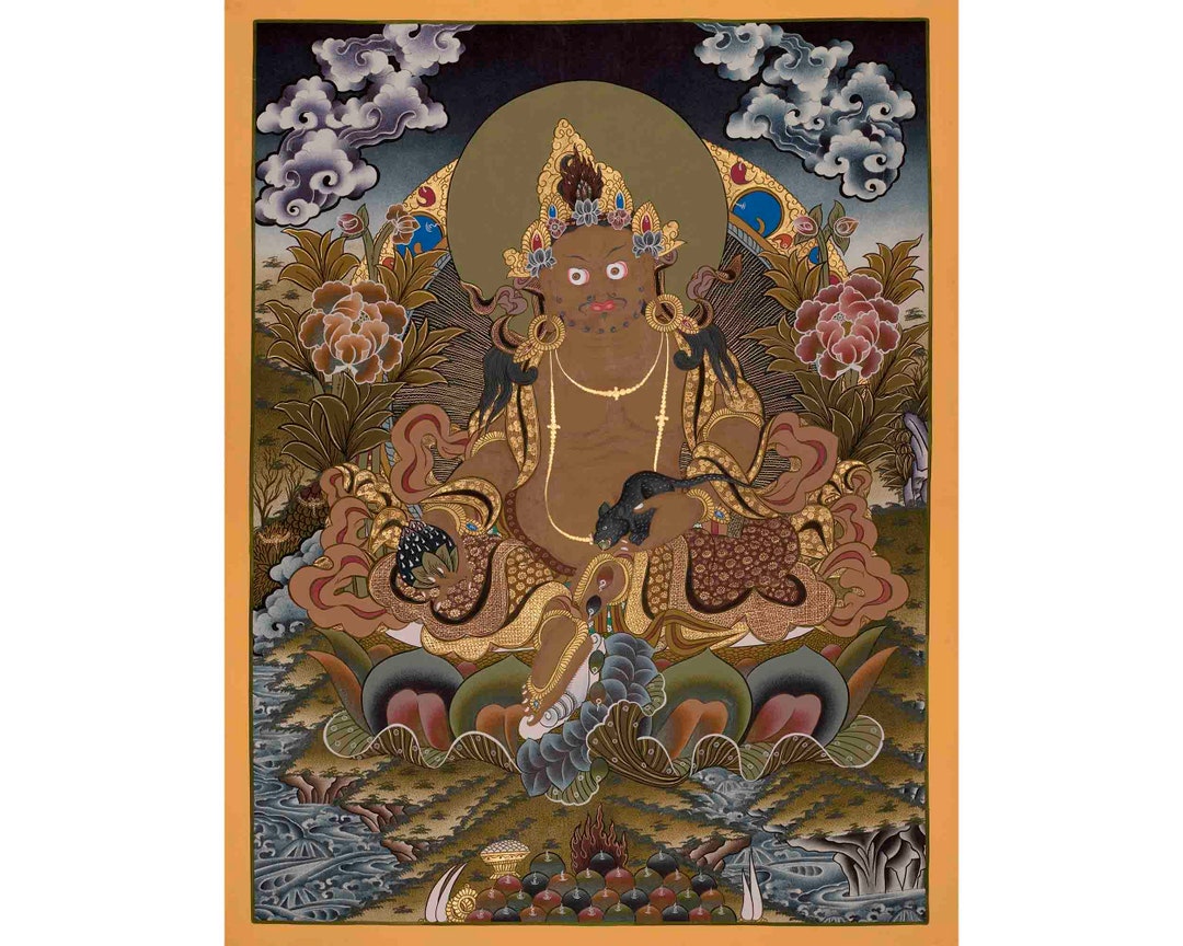 Dzambala Tibetan Thangka Painting | Jambala | Kubera | God of Wealth ...