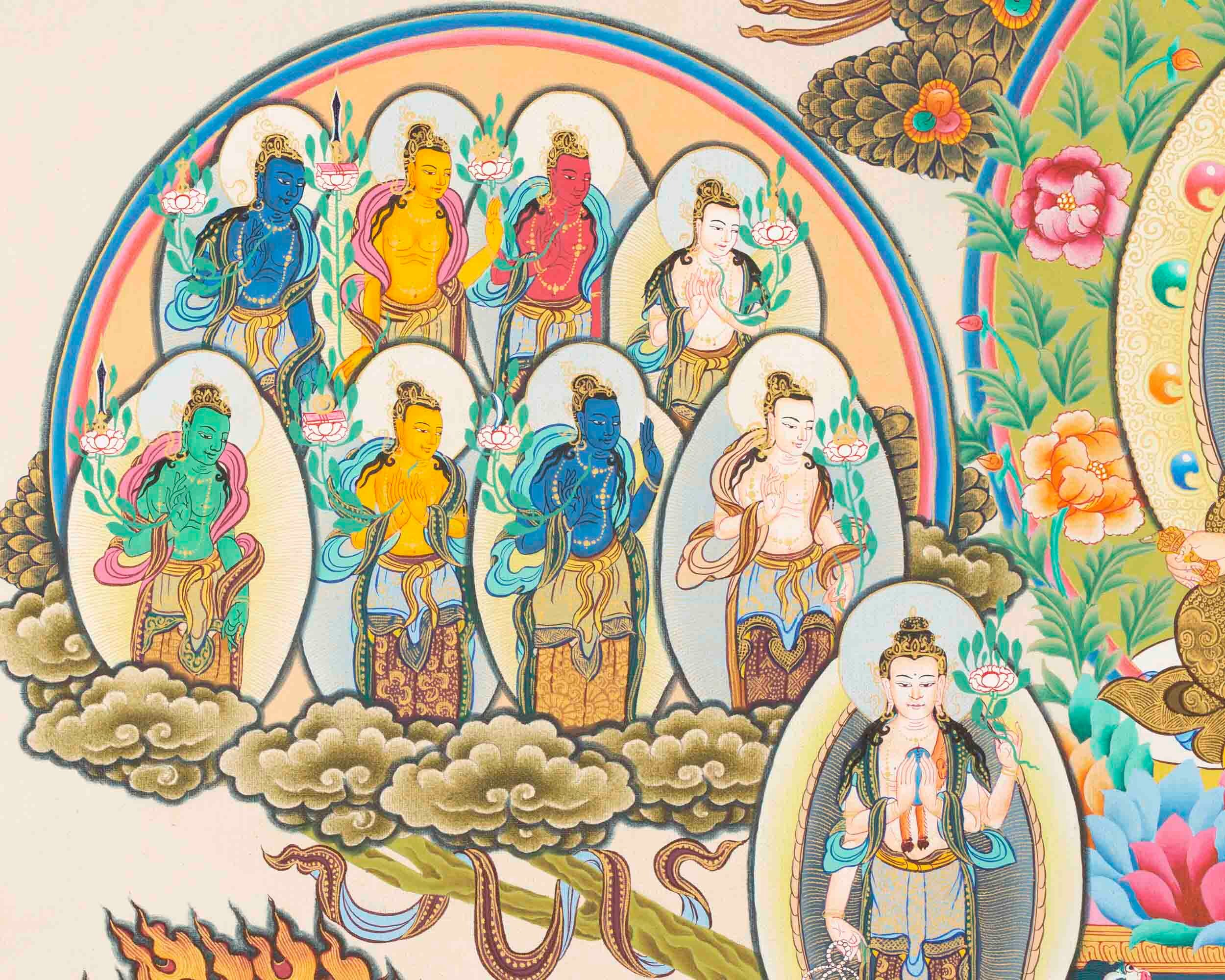 Guru Rinpoche Refuge Tree Thangka Painting With Buddhas - Etsy