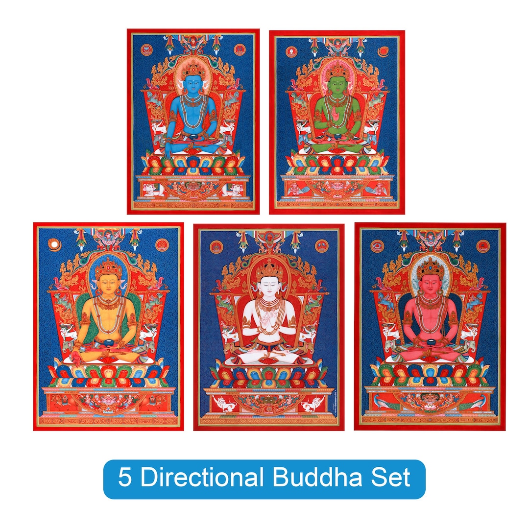 5 Dhyani Buddhas Thangka Collection | Hand-painted Tibetan Buddhist ...