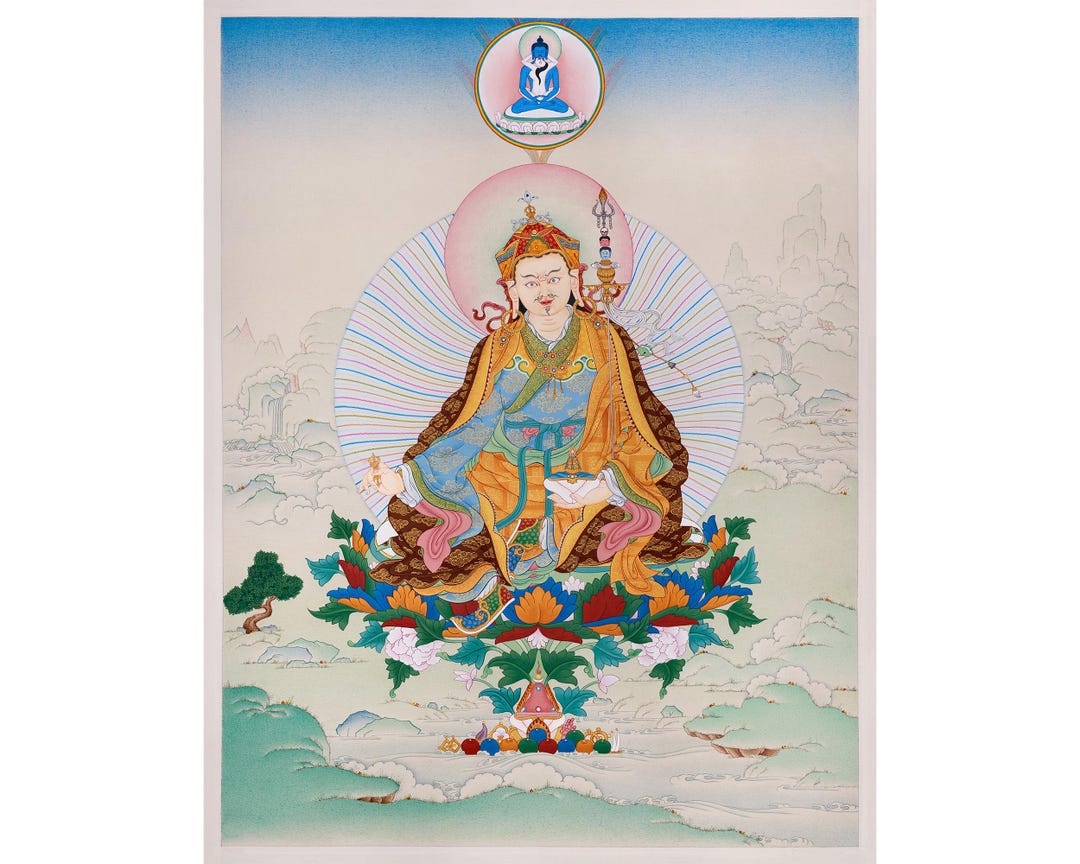 Lotus Born Master Guru Rinpoche Original Hand-painted Padmasambhava ...