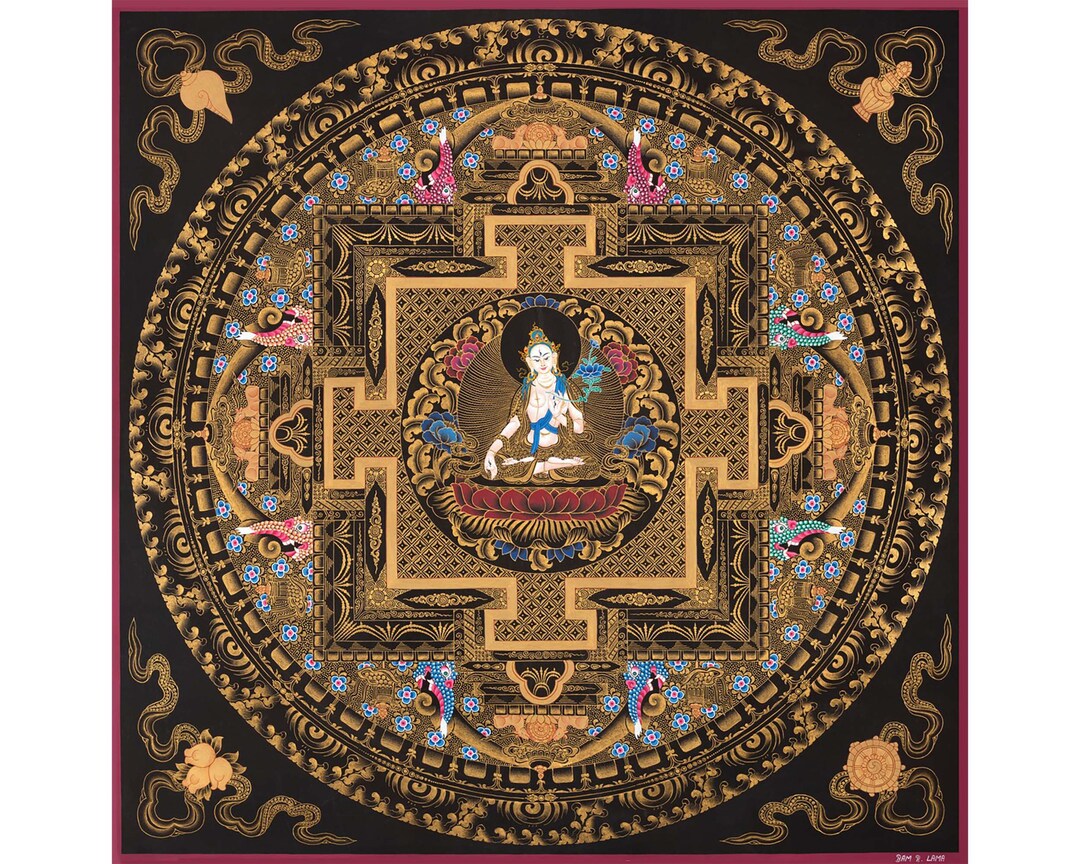 White Tara Mandala Thangka Painting | Protector Deity | Original Hand ...