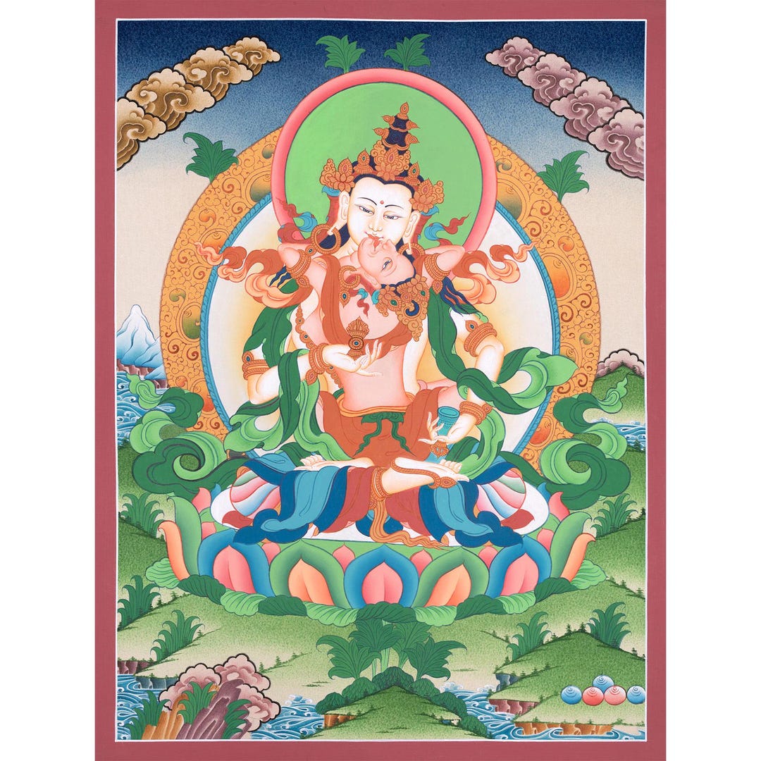Vajrasattva With Consort Thangka Art | Yab-yum Painting | Religious ...