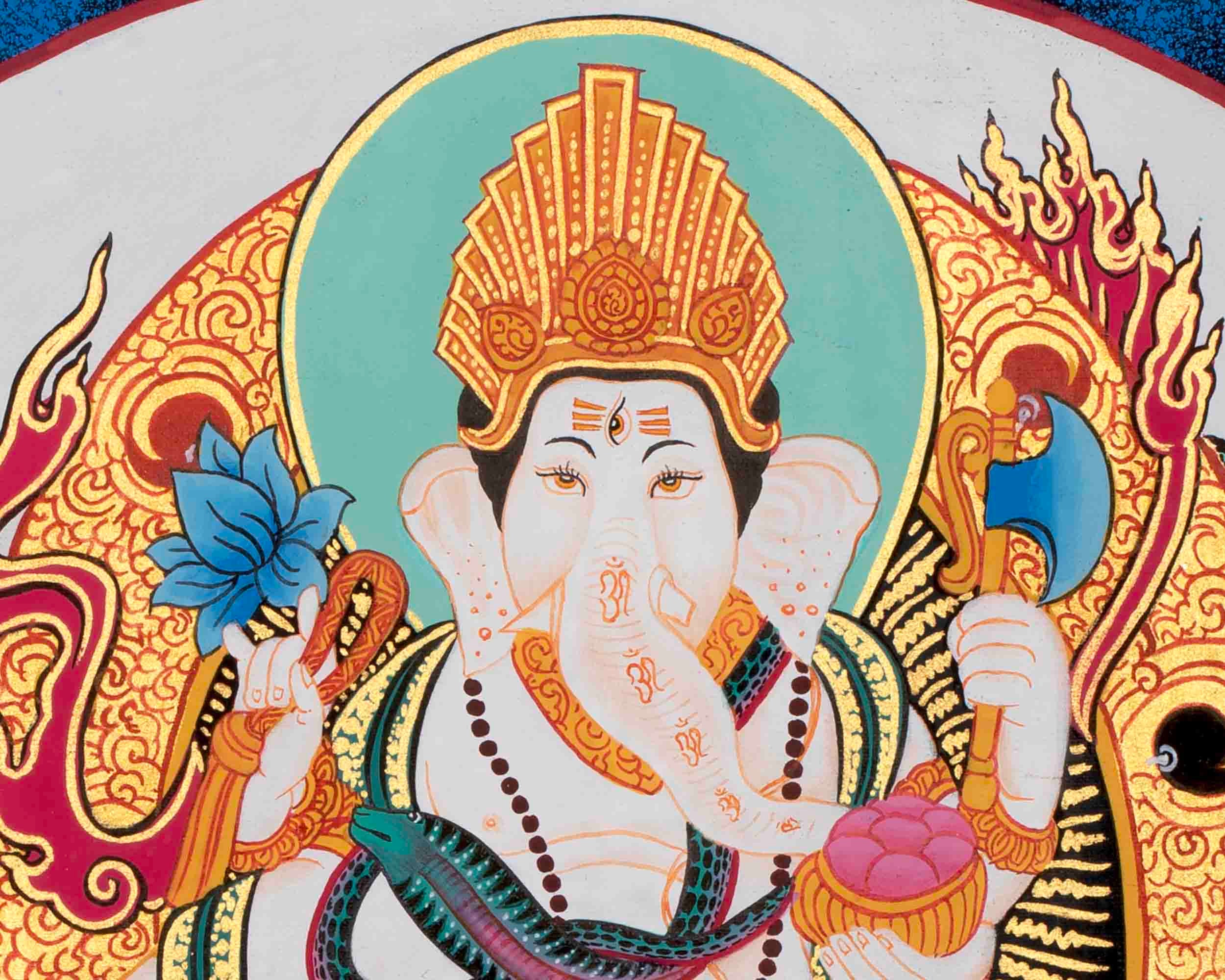 Ganesh Thangka Art Original Hand Painted Thangka Hindu - Etsy