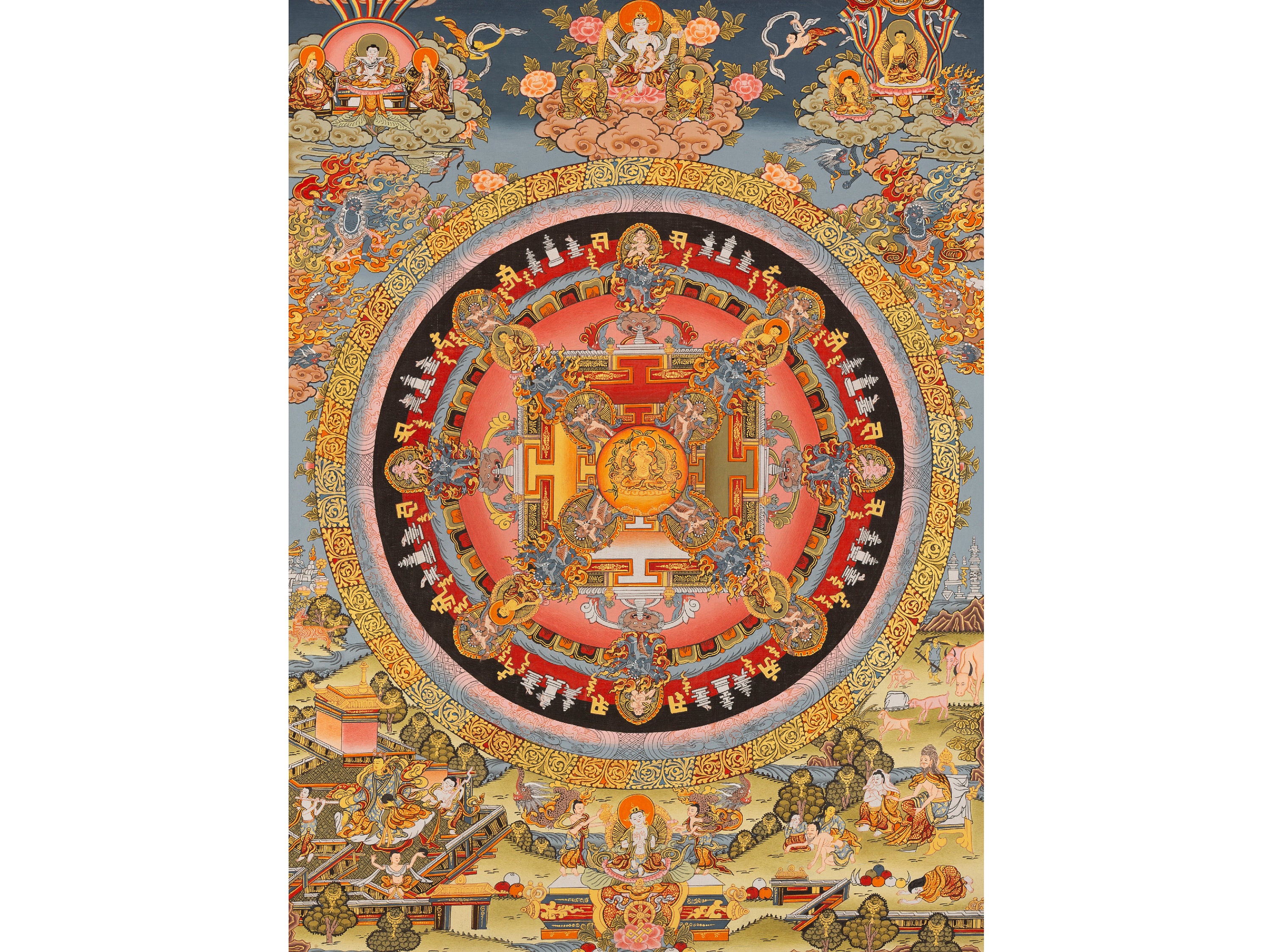 Manjushri Mandala Thangka Painting Boddhisattva of Wisdom & - Etsy