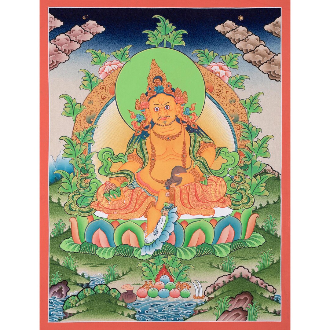 Dzambhala Divine Thangka Artwork | Kubera God of Wealth | Embodiment of ...