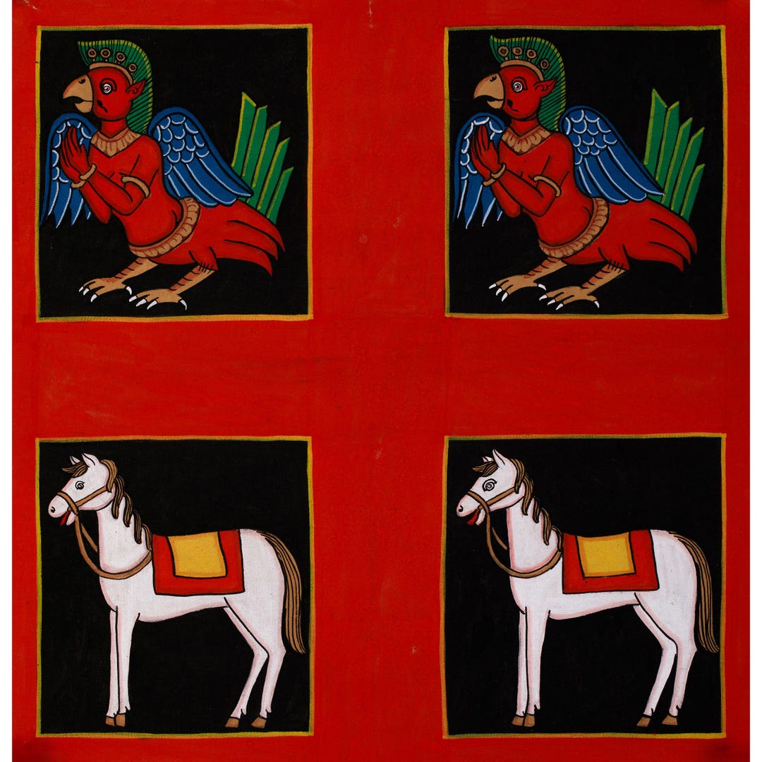 Garuda and Horse Motif Thangka | Traditional Tibetan Artwork | Hand ...